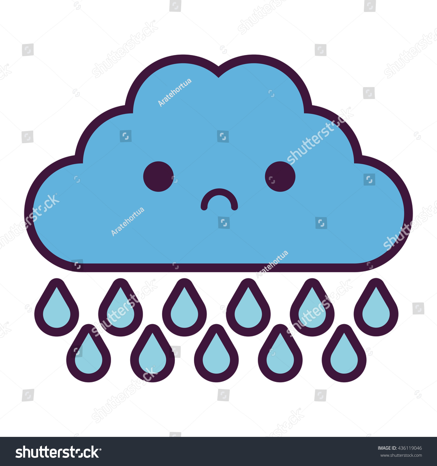 Vector Cartoon Cute Sad Cloud Raining Stock Vector 436119046 - Shutterstock