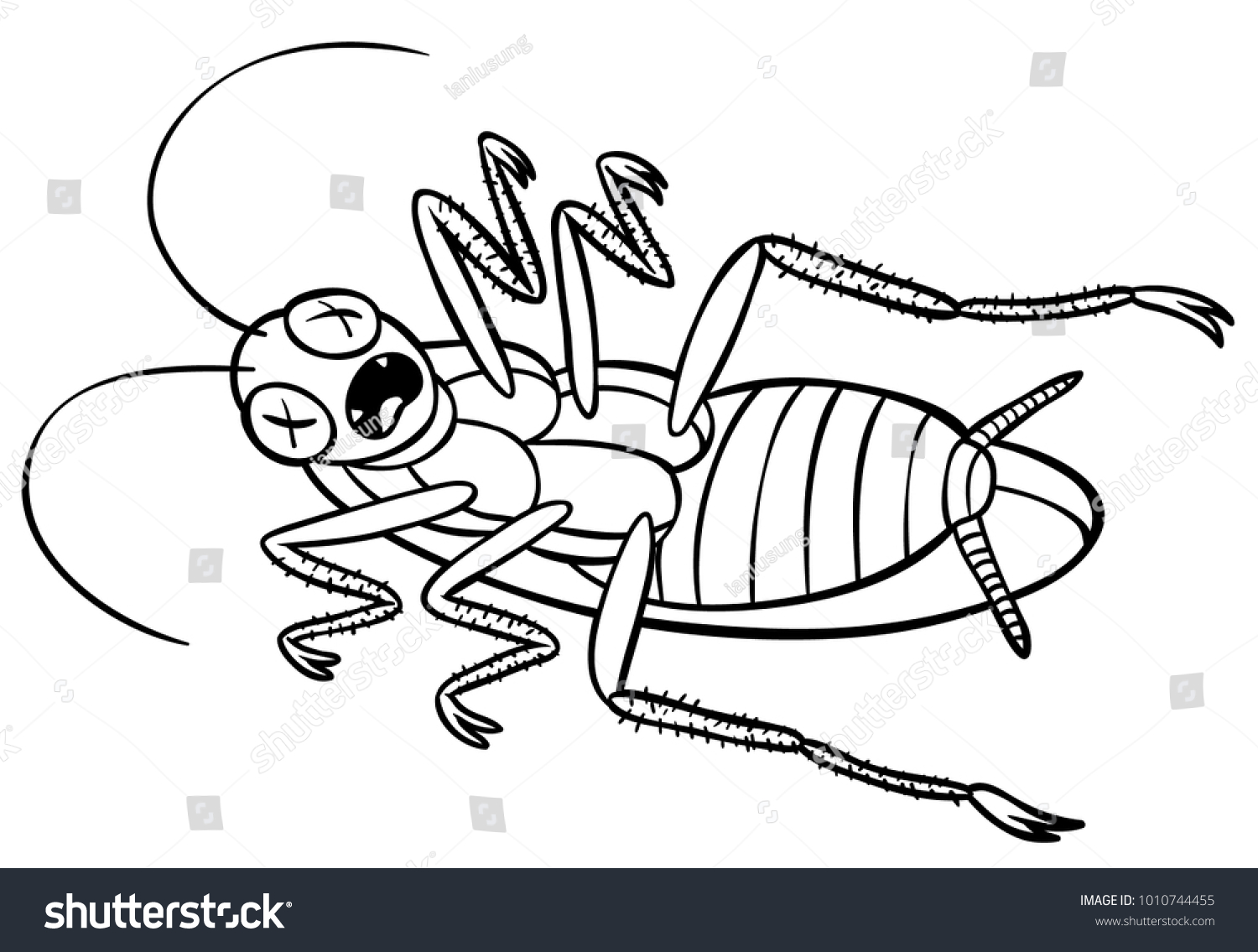 Vector Cartoon Dead Cockroach Laying Down Stock Vector (Royalty Free ...