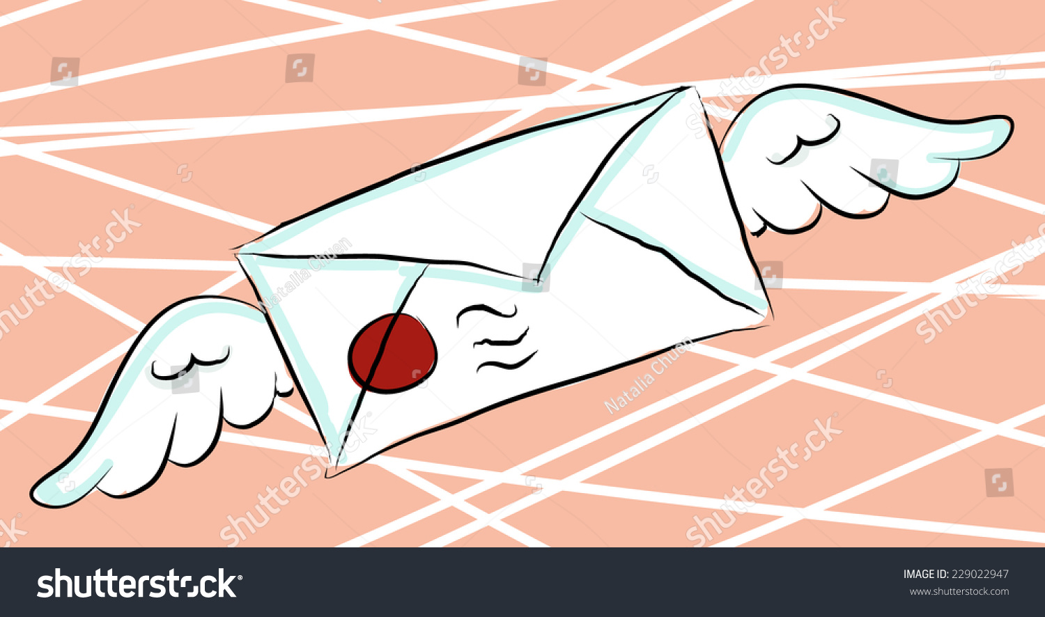 Vector Cartoon Envelope Wings Stock Vector (Royalty Free) 229022947
