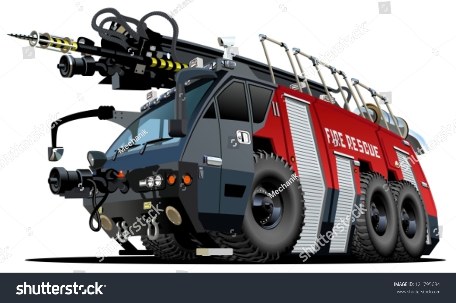 Vector Cartoon Fire Truck: เวกเตอร์สต็อก (ปลอดค่าลิขสิทธิ์) 121795684 ...