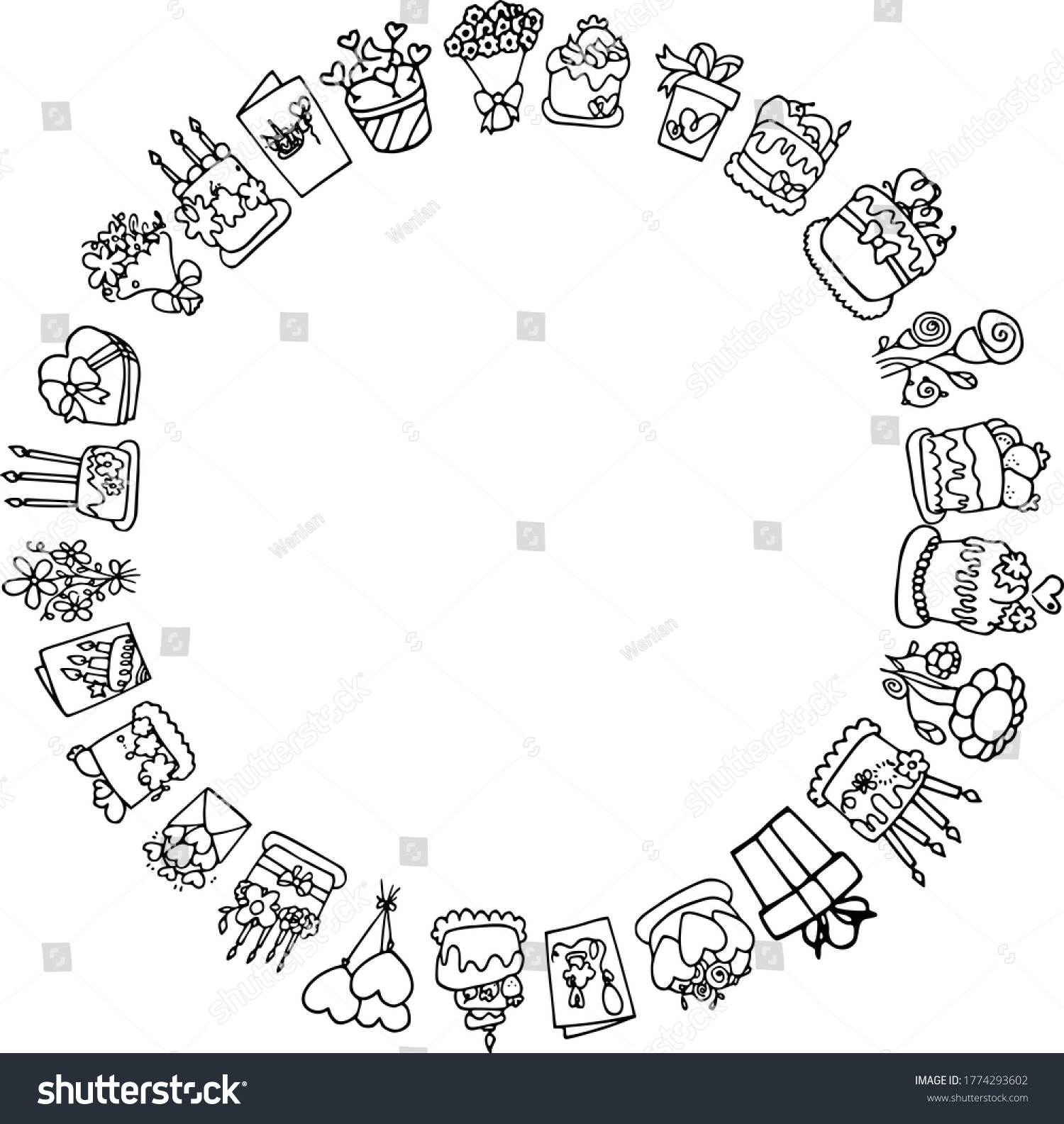 Vector Cartoon Food Circle Border Frame Stock Vector (Royalty Free ...