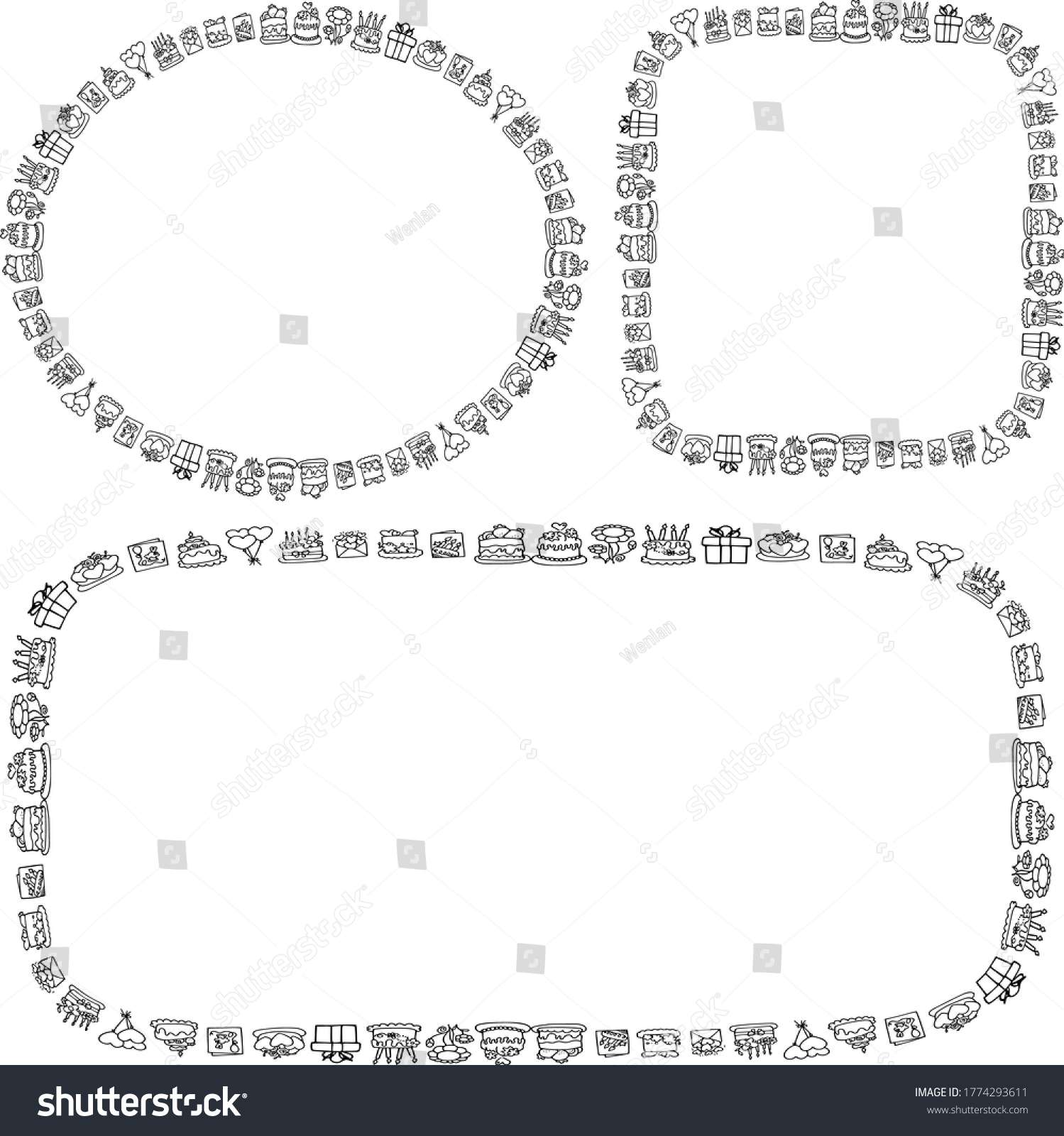 Vector Cartoon Food Circle Border Frame Stock Vector (Royalty Free ...