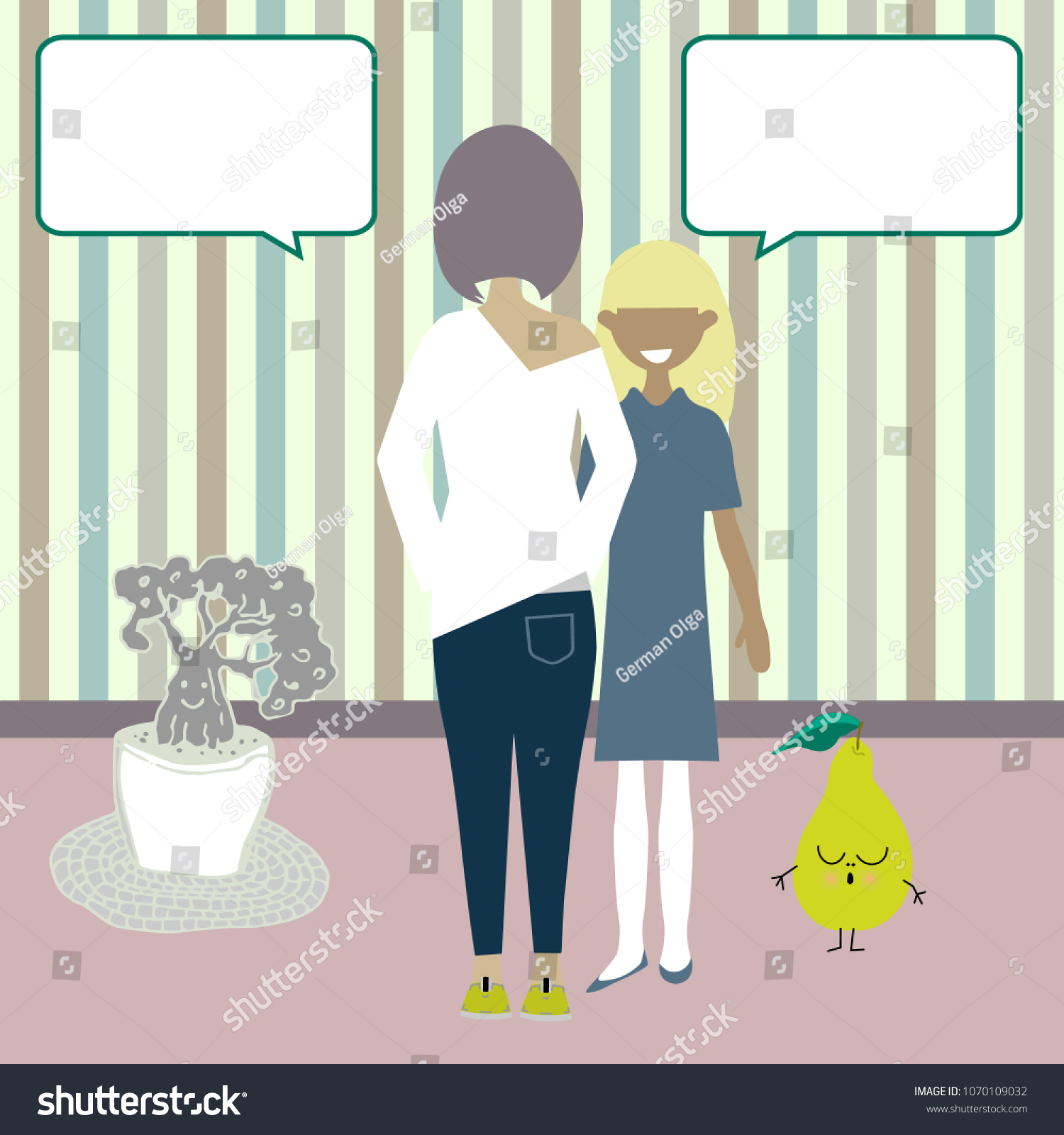 Vector Cartoon Funny Characters Speaking: vector de stock (libre de ...