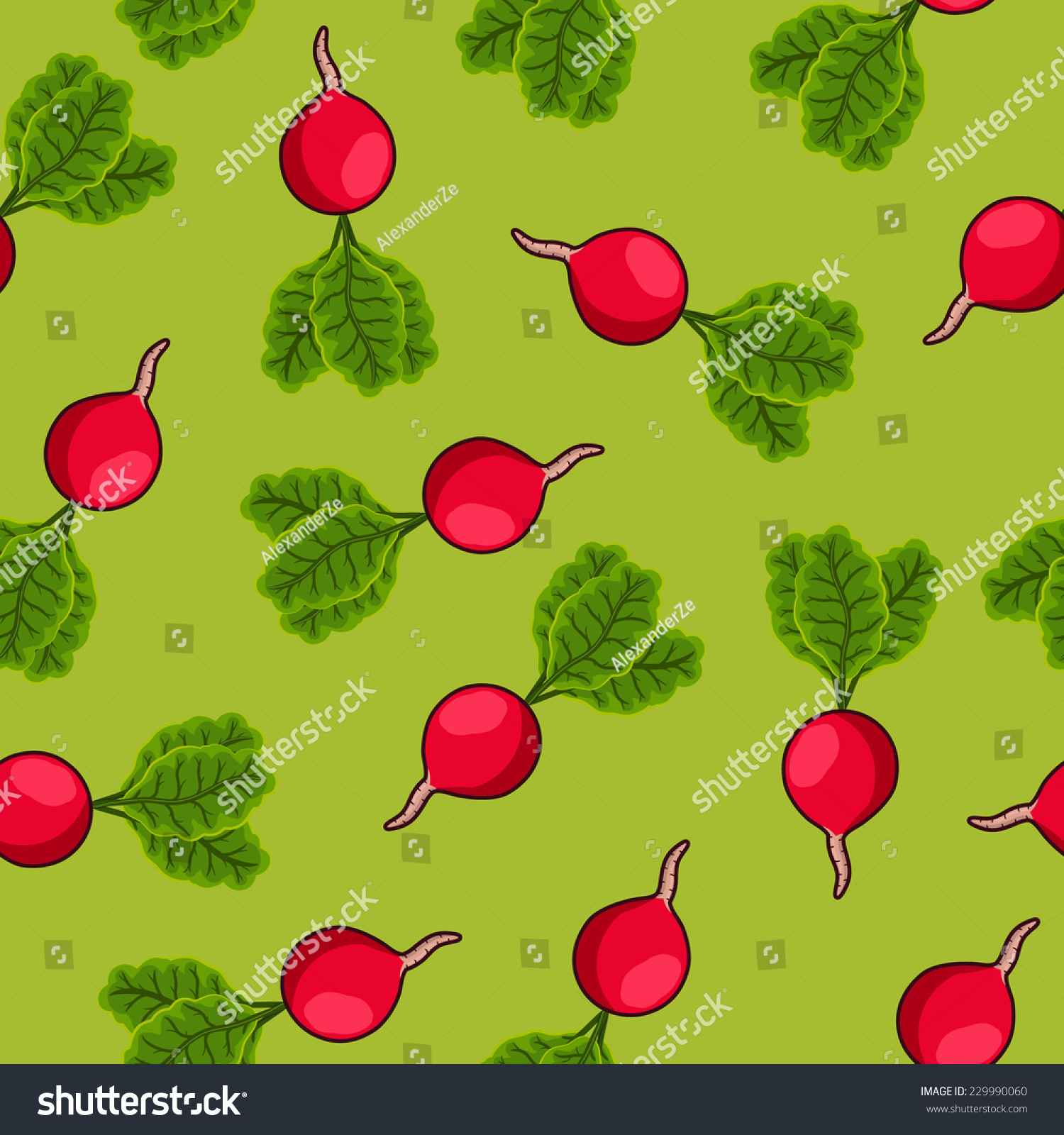 Vector Cartoon Hand Draw Radish Seamless: vector de stock (libre de ...