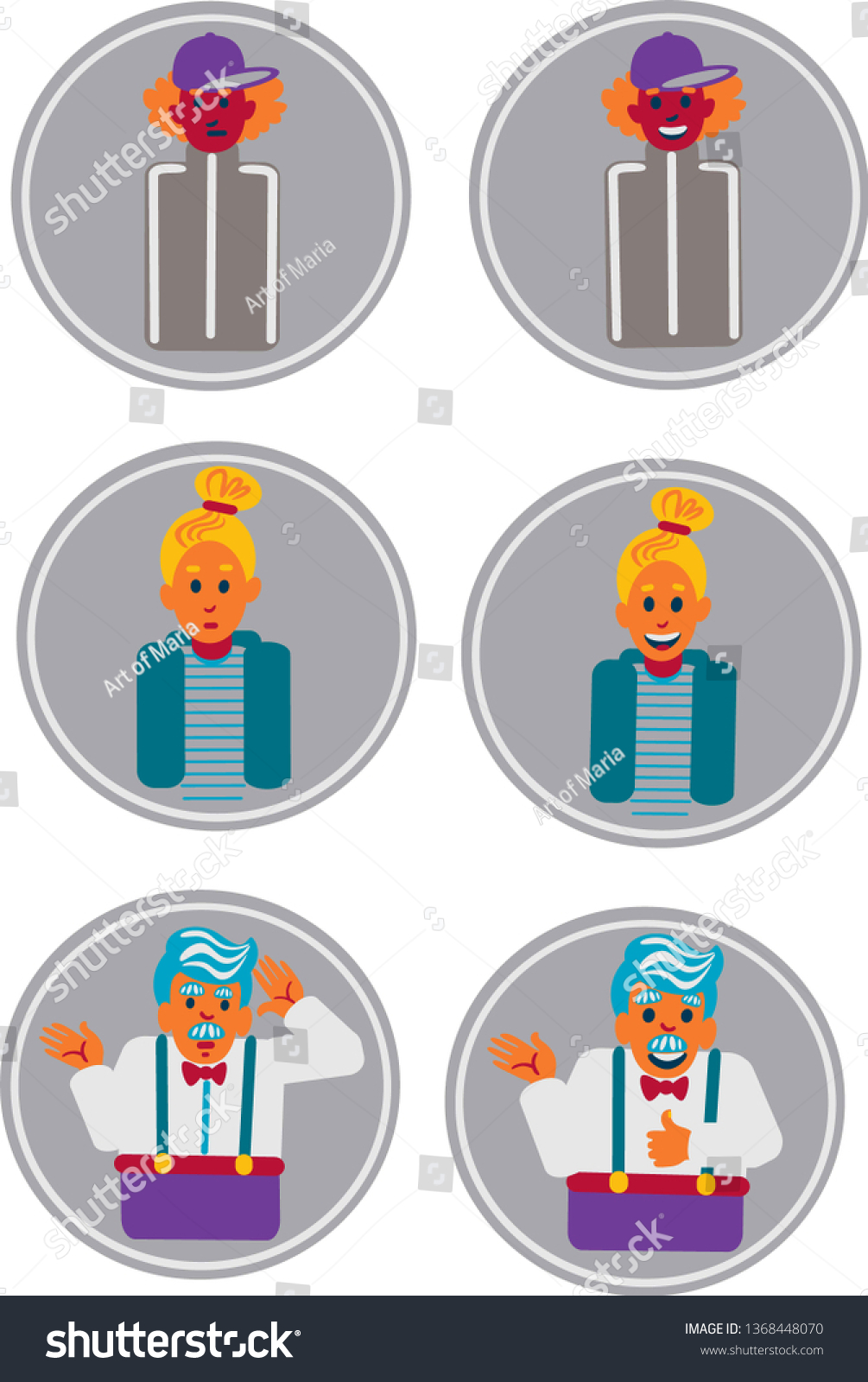 Vector Cartoon Human Emotions Set Stock Vector (Royalty Free) 1368448070