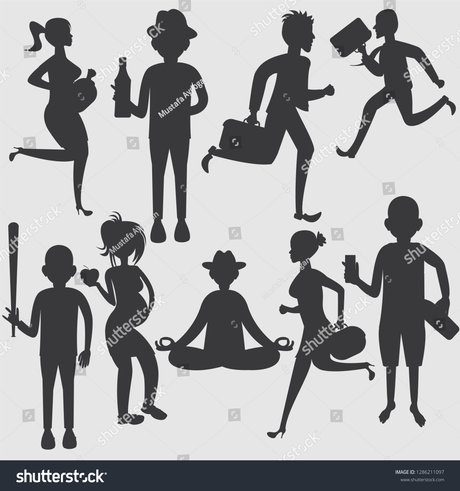 Vector Cartoon Human Silhouettes: vector de stock (libre de regalías ...