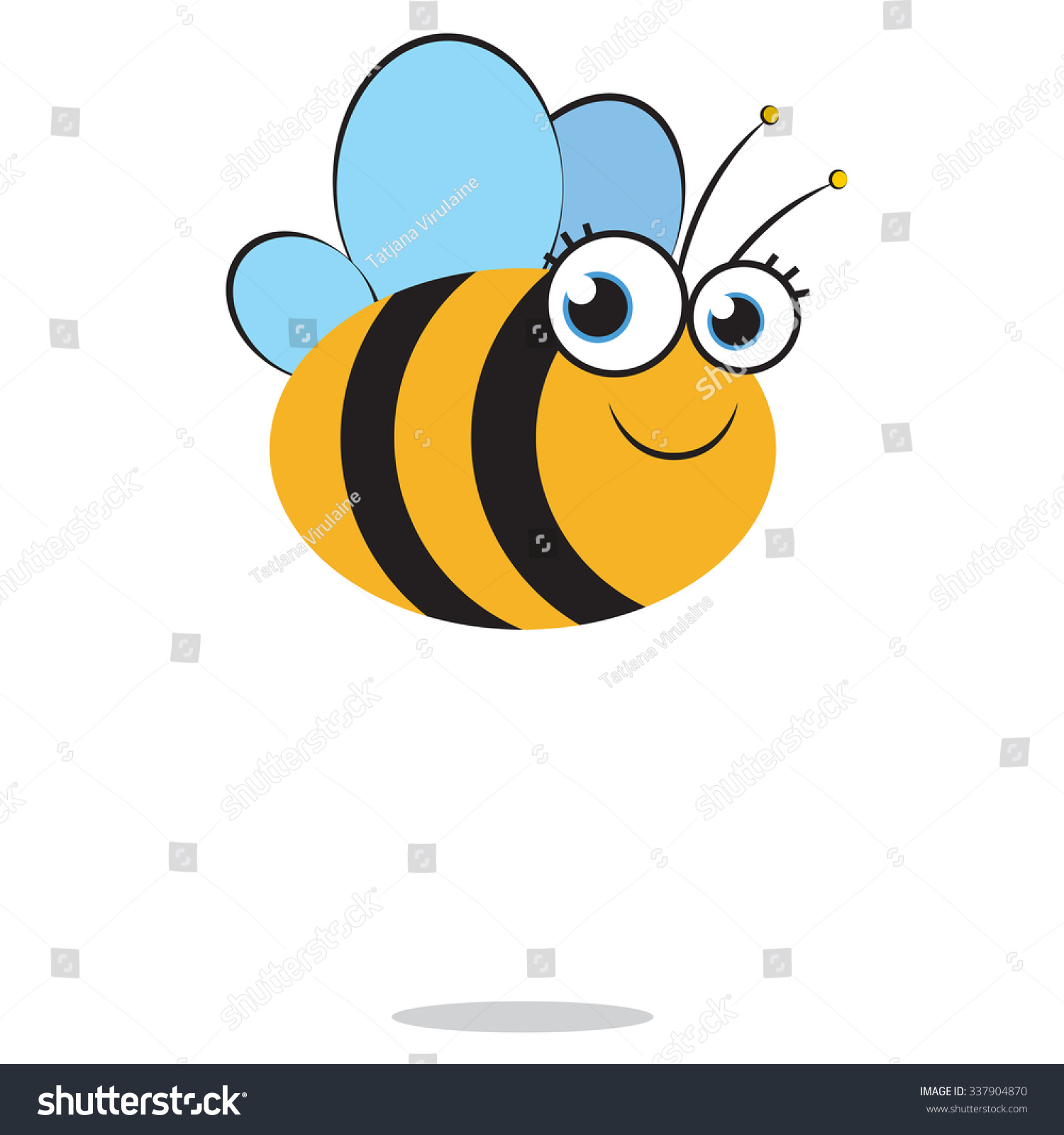Vector Cartoon Illustration Cute Bee Flying Stock Vector Royalty Free
