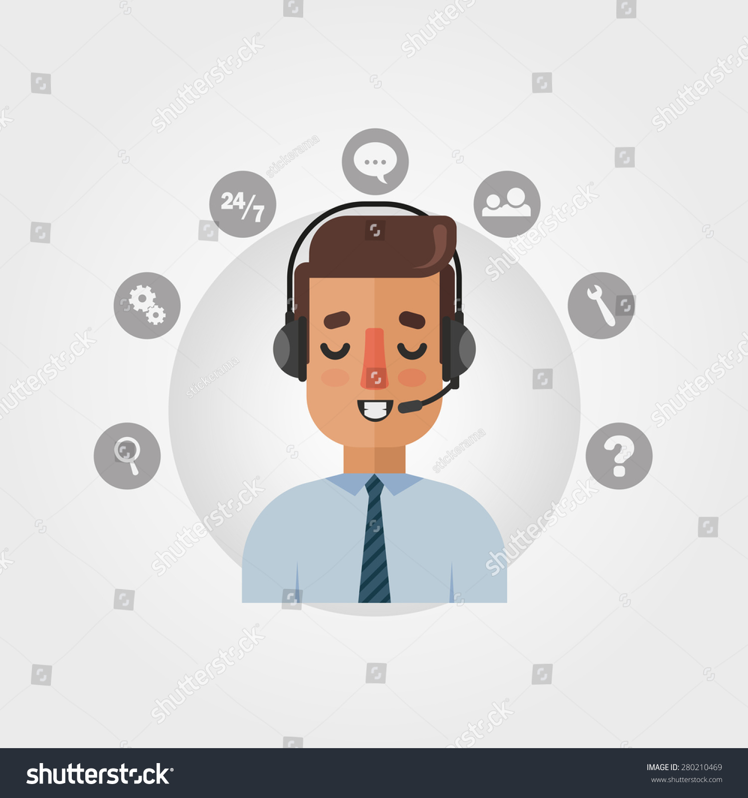 Vector Cartoon Illustration Service Call Center Stock Vector (Royalty ...