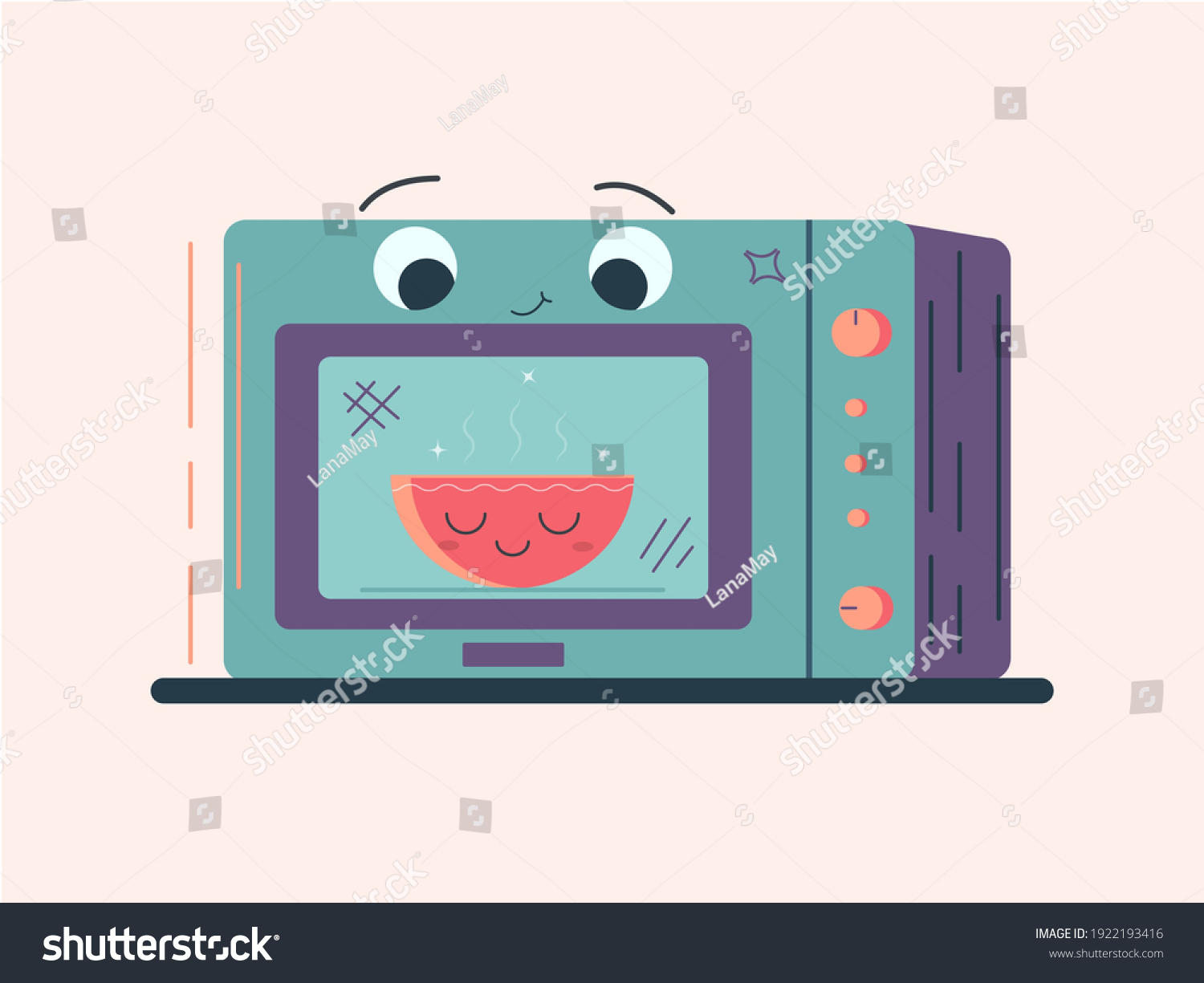 Vector Cartoon Microwave Icon Comic Style Stock Vector (Royalty Free ...