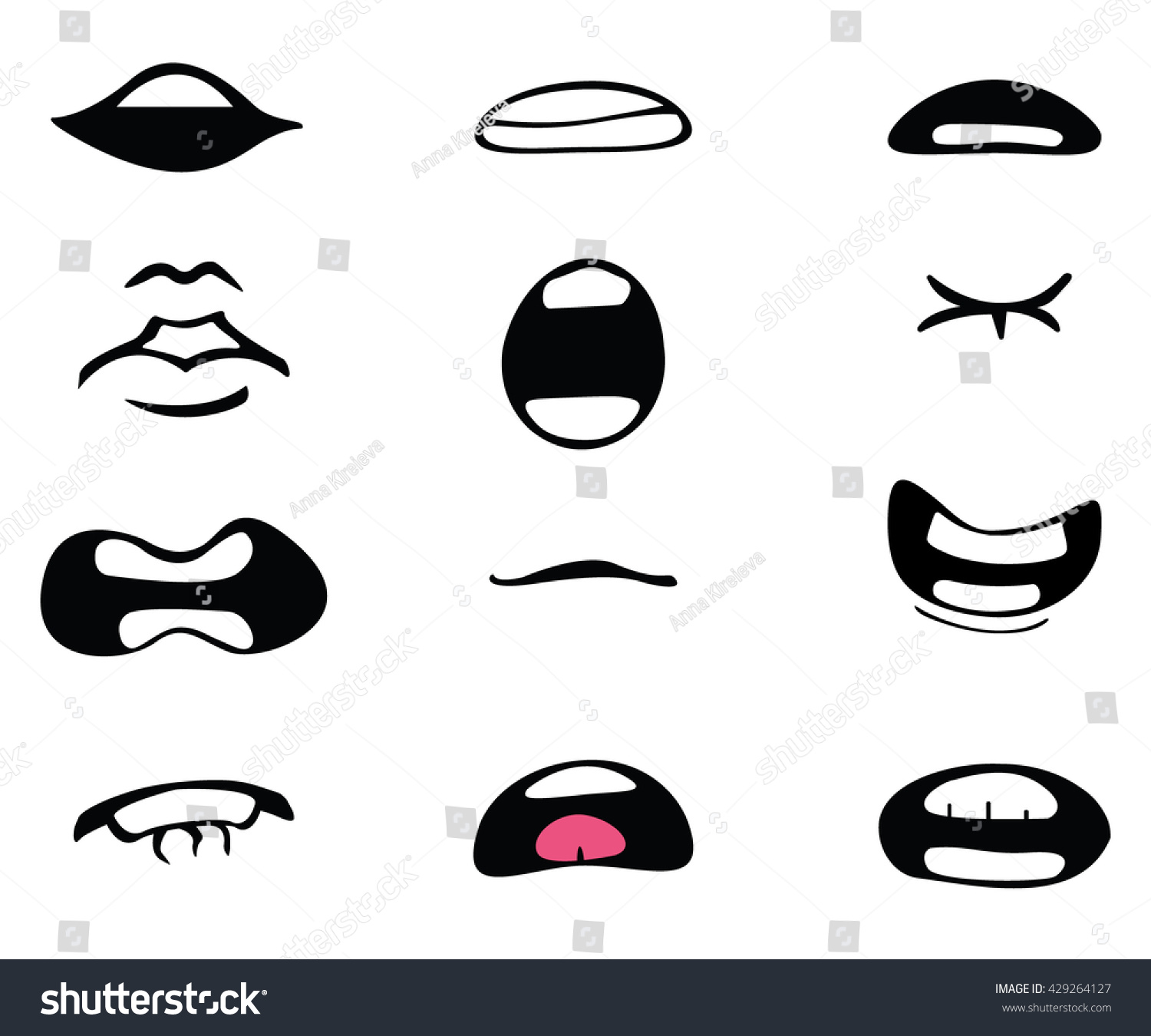 Vector Cartoon Mouth Set Stock Vector (Royalty Free) 429264127