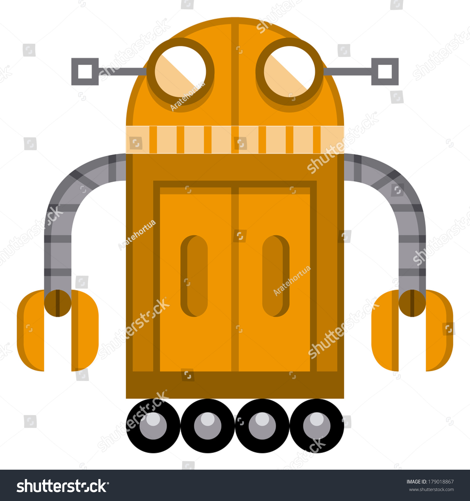 Vector Cartoon Orange Robot Isolated On Stock Vector (Royalty Free ...
