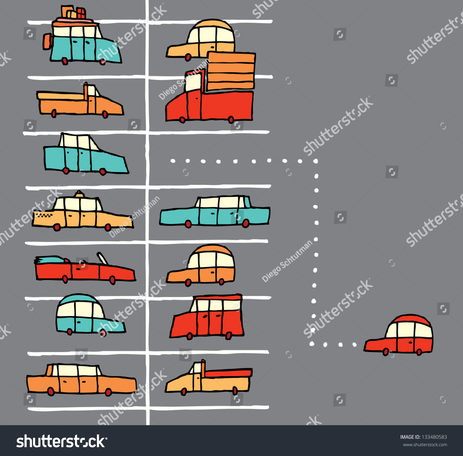 Vector Cartoon Parking Spot Stock Vector (Royalty Free) 133480583 ...
