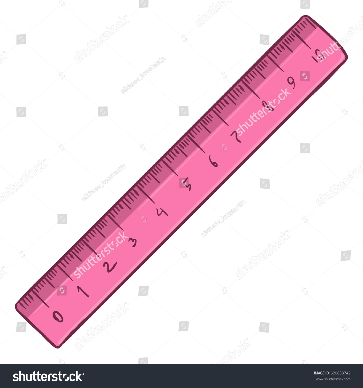 Vector Cartoon Pink Ruler On White Stock Vector (Royalty Free) 620638742