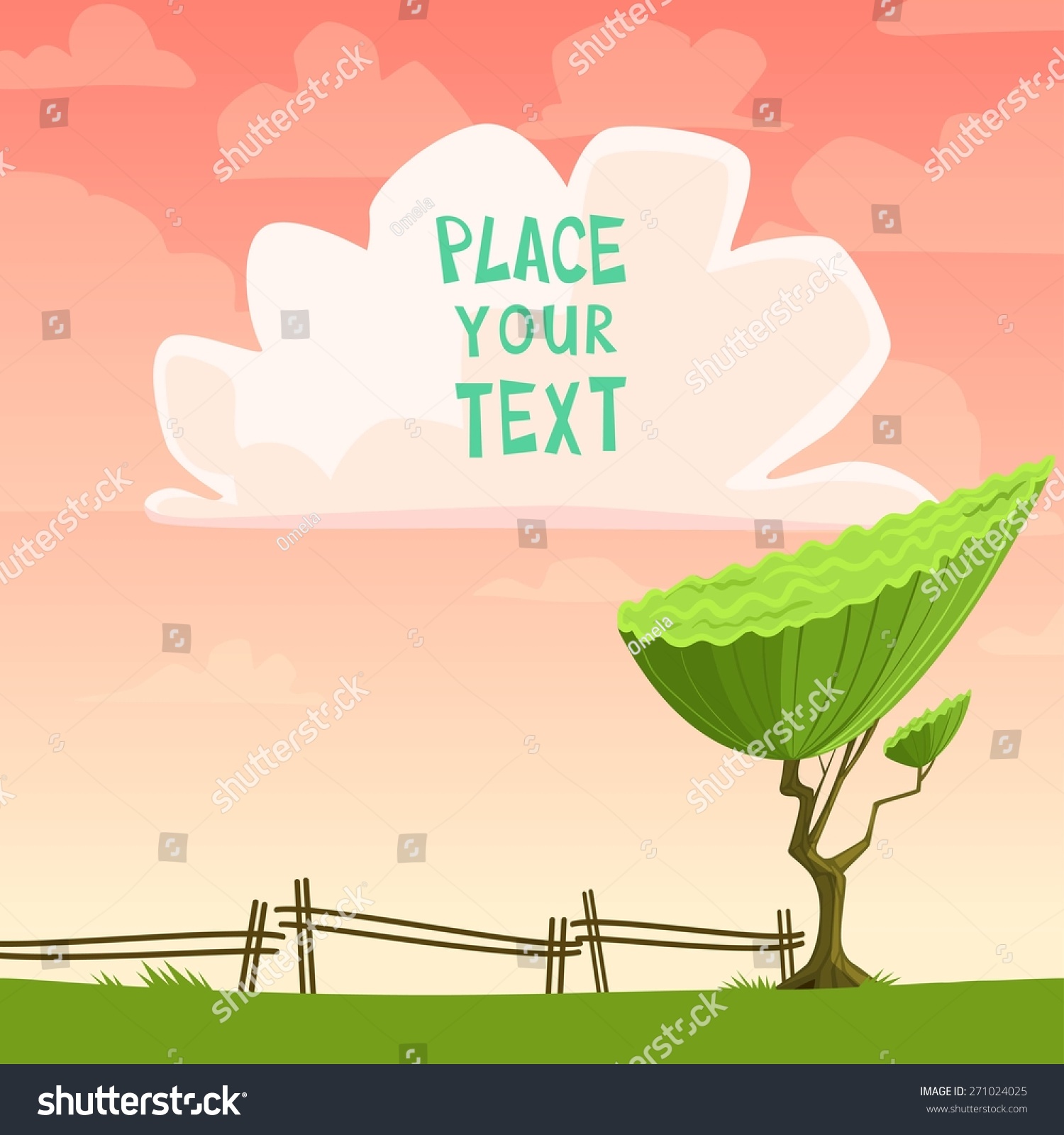 Vector Cartoon Placard Tree Stock Vector (Royalty Free) 271024025 ...