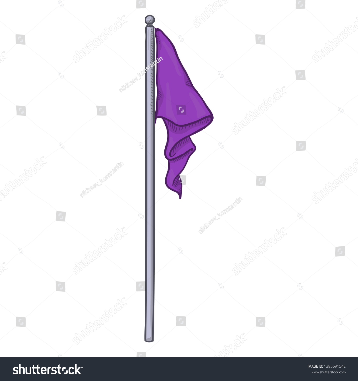 Vector Cartoon Purple Flag Without Wind Stock Vector (Royalty Free ...