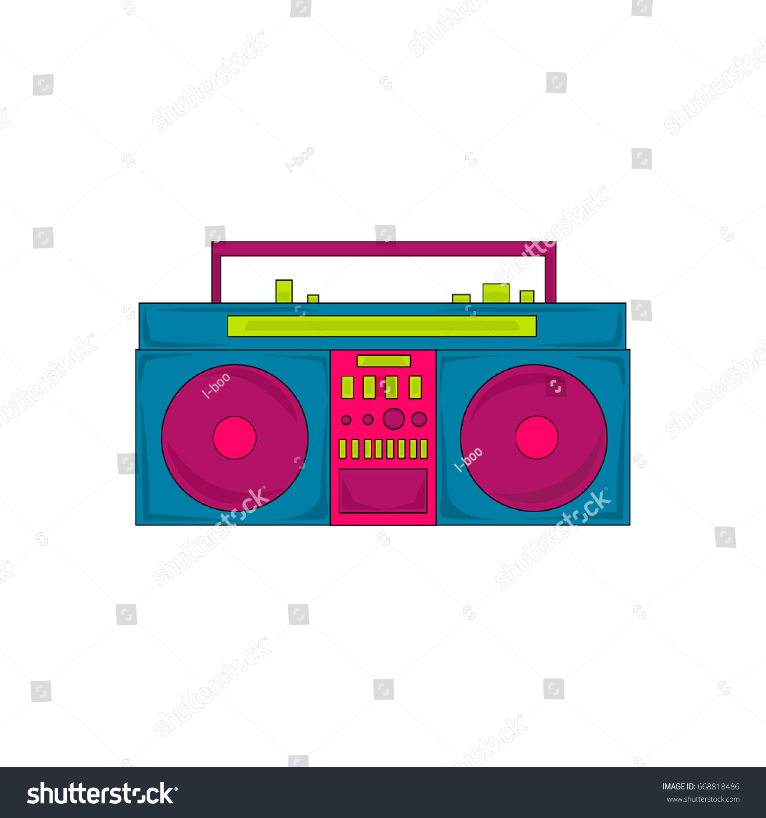 Vector Cartoon Retro Boombox Vector De Stock Libre De Regalías 668818486