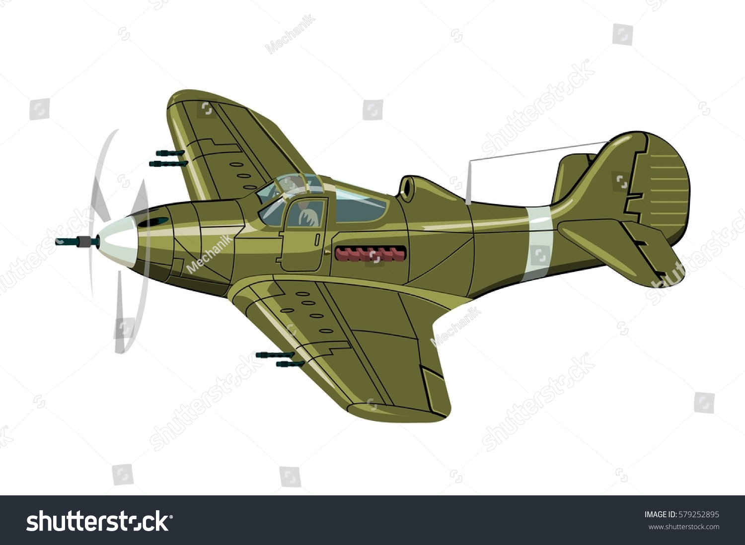 Vector Cartoon Retro Fighter Plane Available Stock Vector (Royalty Free ...