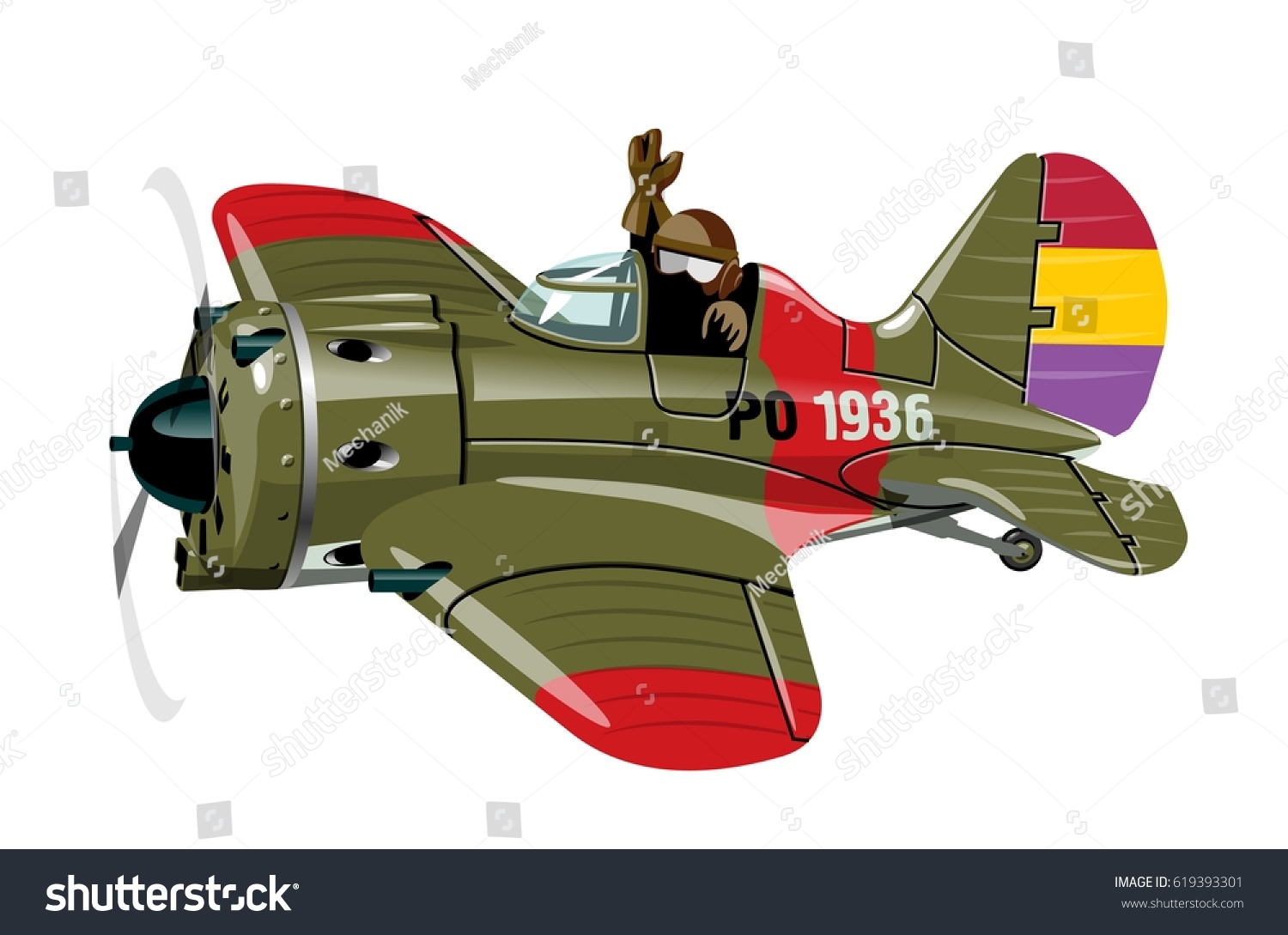 Vector Cartoon Retro Fighter Plane Available Stock Vector (Royalty Free ...