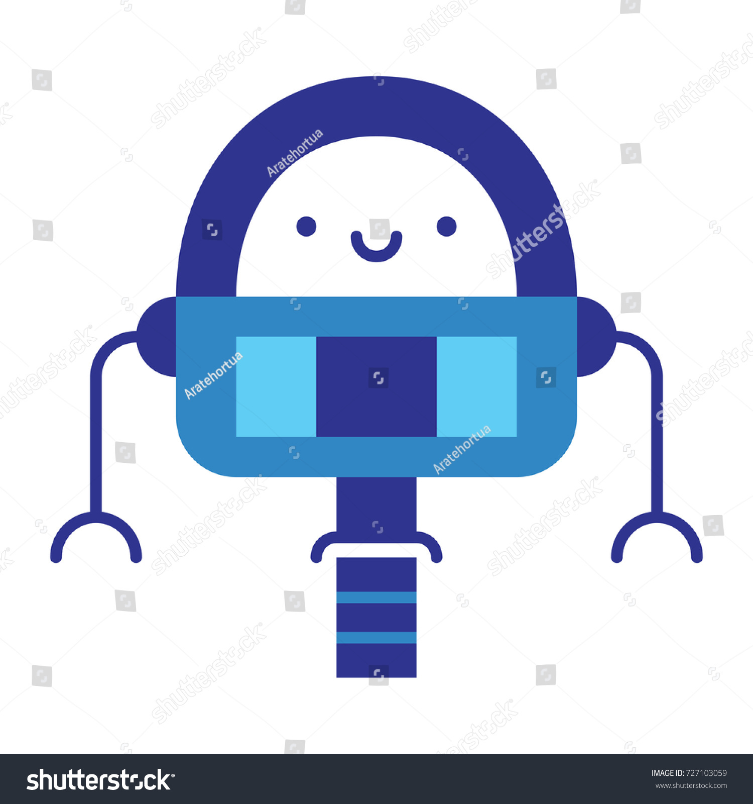 Vector Cartoon Robot Isolated On White Stock Vector (Royalty Free ...