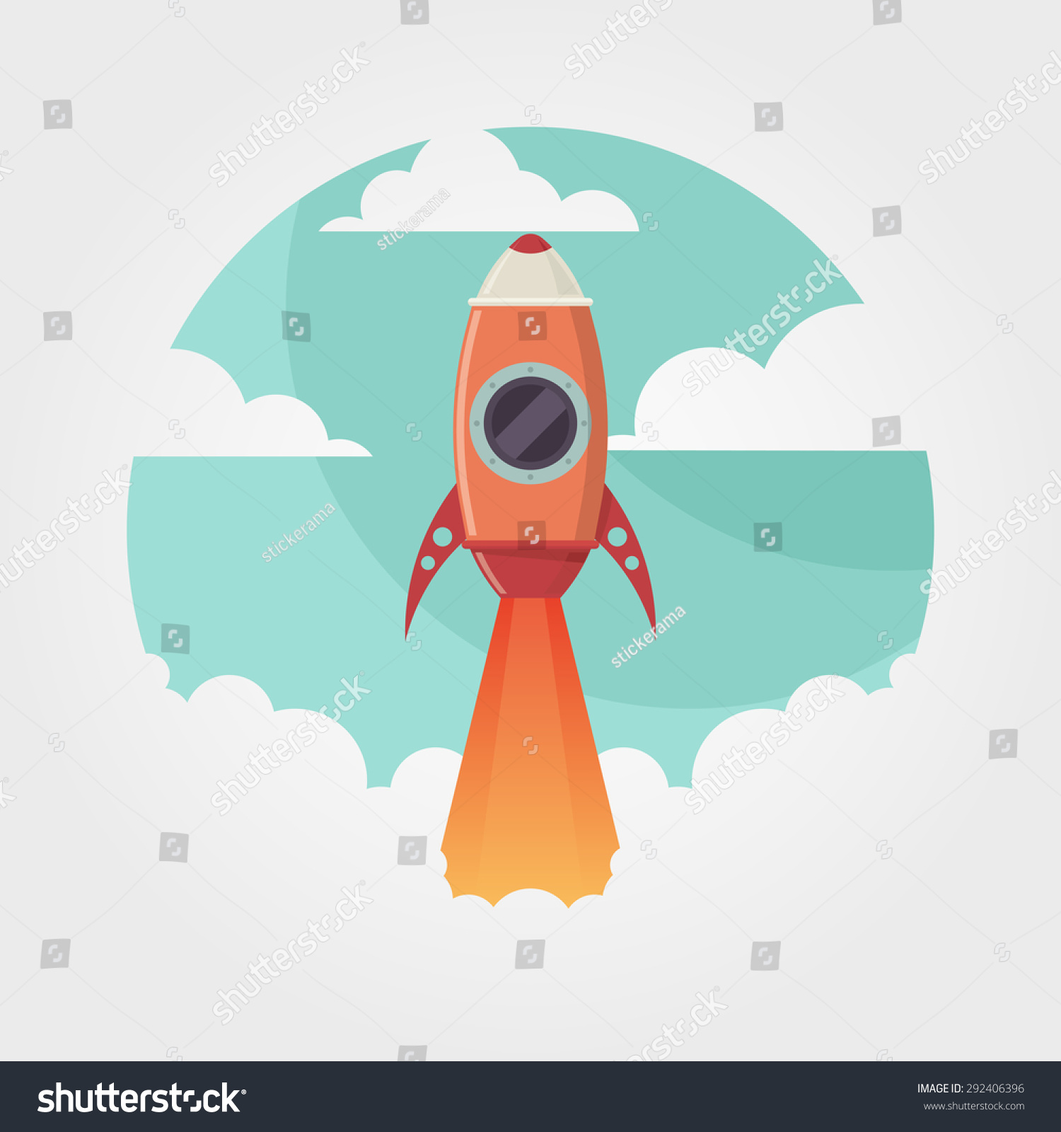 Vector Cartoon Rocket Flying Through Sky Stock Vector (Royalty Free ...