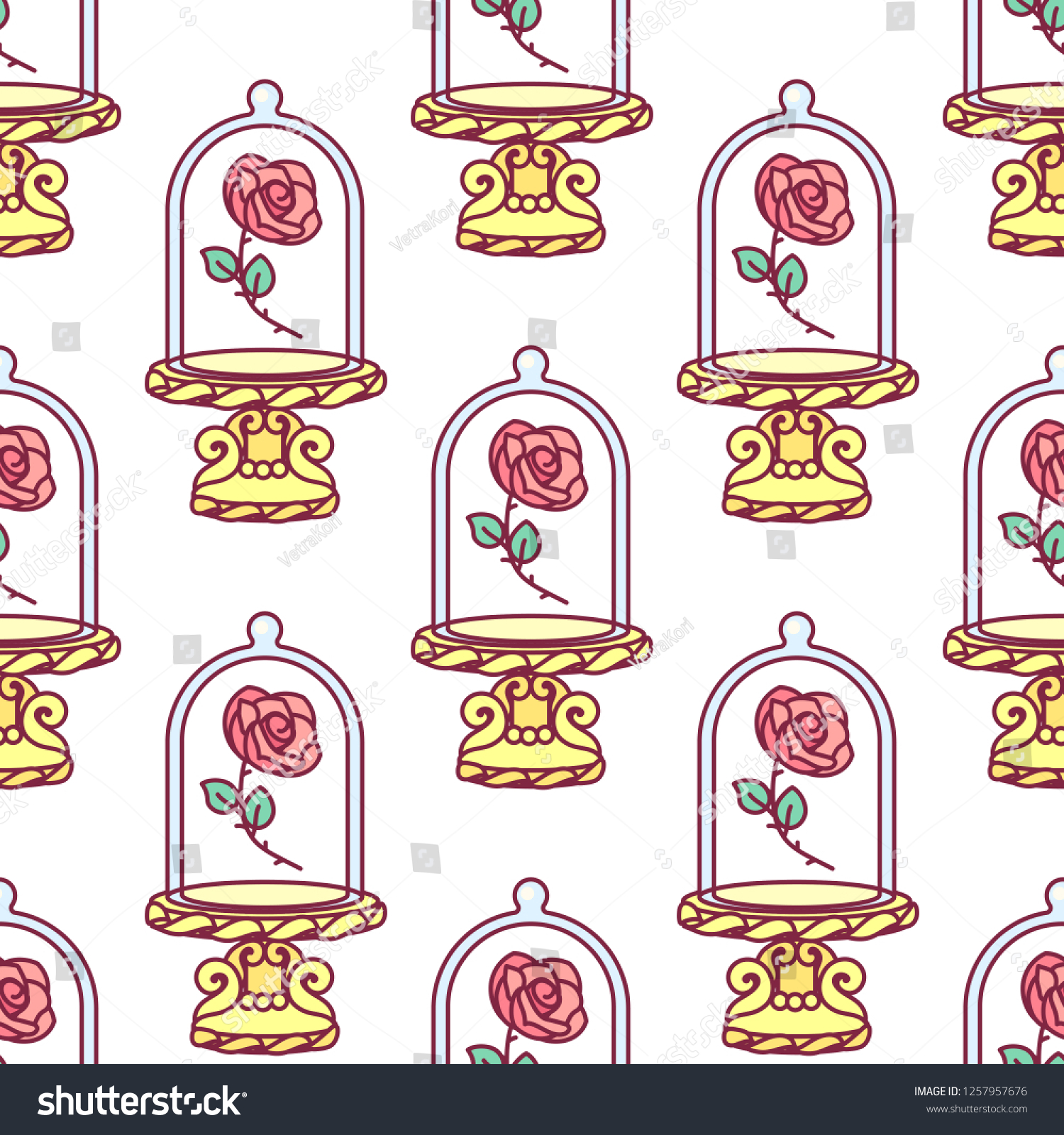 Vector Cartoon Seamless Pattern Belle Rose Stock Vector (Royalty Free ...