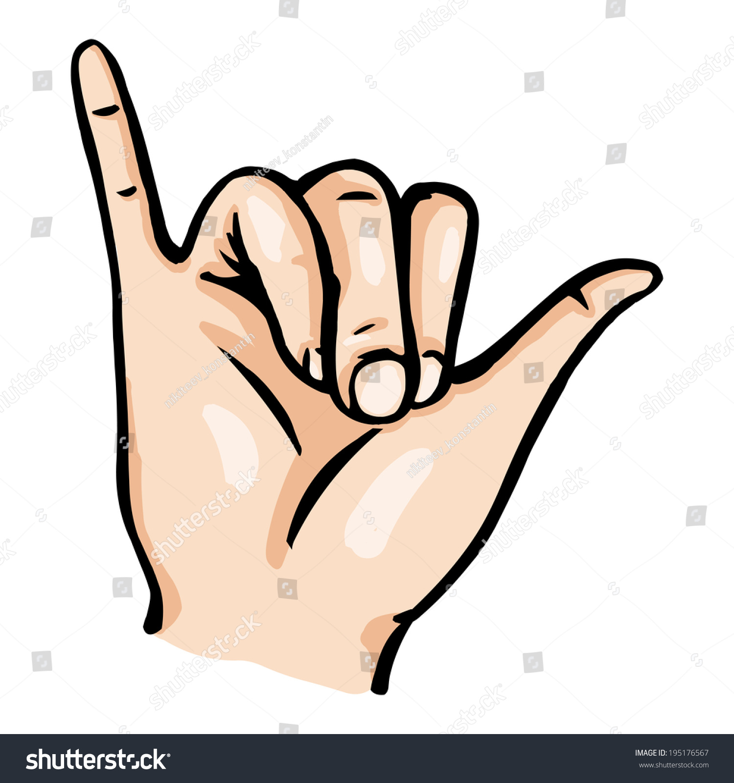 Vector Cartoon Shaka Bra: vector de stock (libre de regalías) 195176567