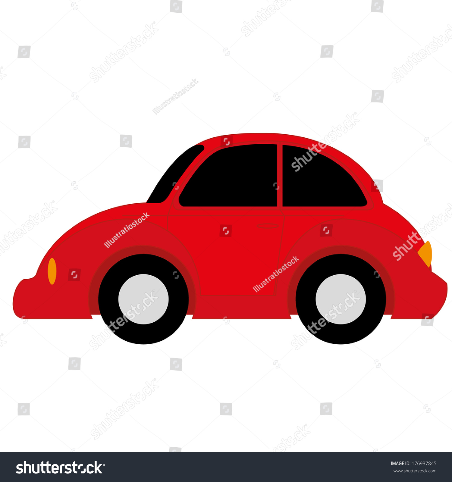 Vector Cartoon Simple Car On White Stock Vector (Royalty Free) 176937845