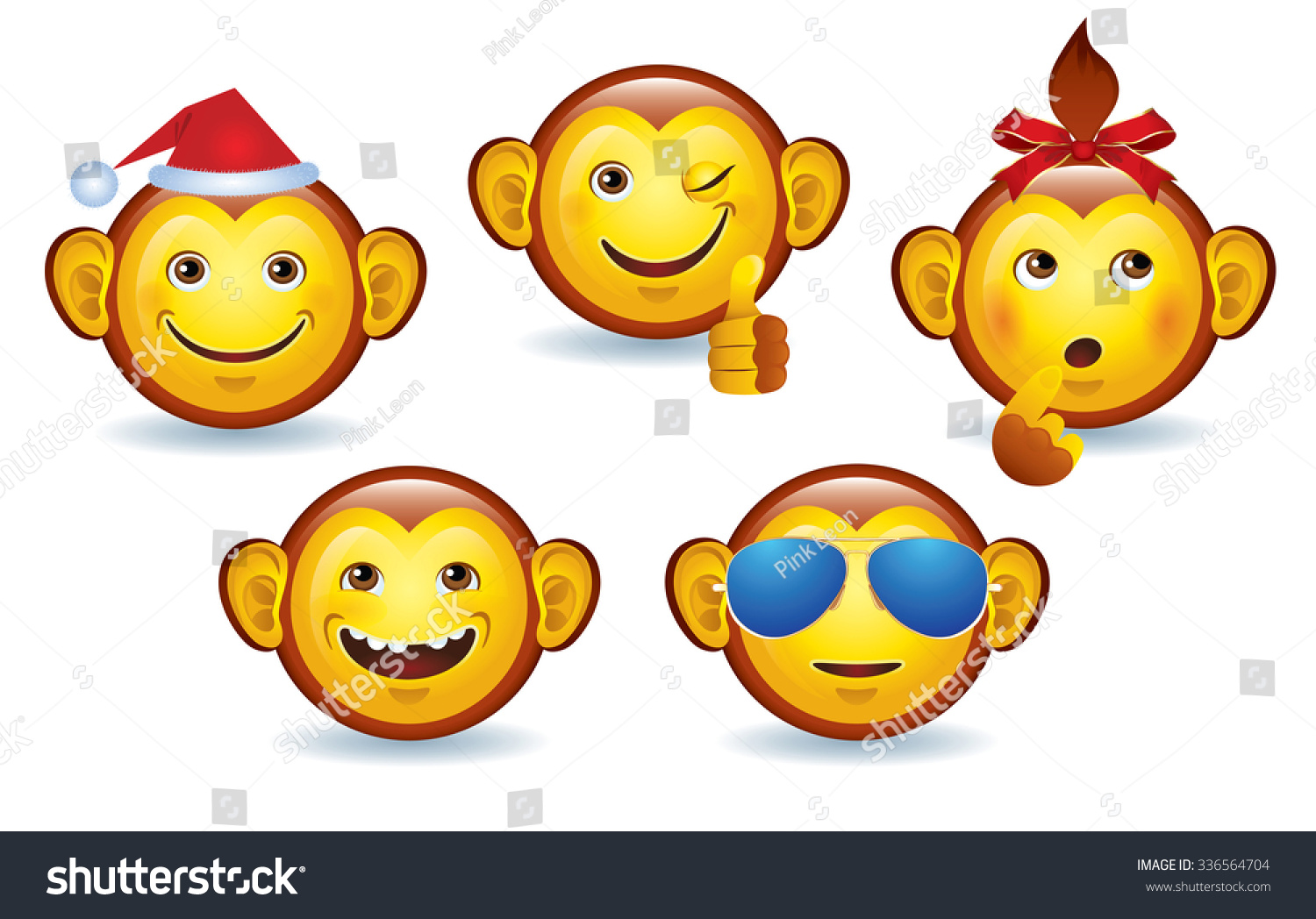 Vector Cartoon Smiley Faces Monkeys Monkey: เวกเตอร์สต็อก (ปลอดค่า ...