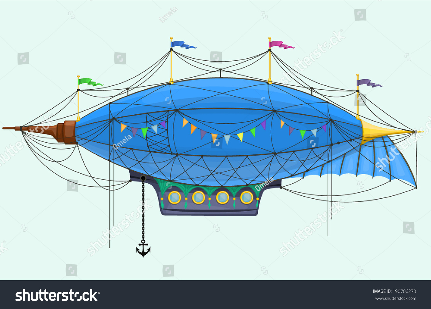 Vector Cartoon Steam Punk Dirigible Stock Vector (Royalty Free ...