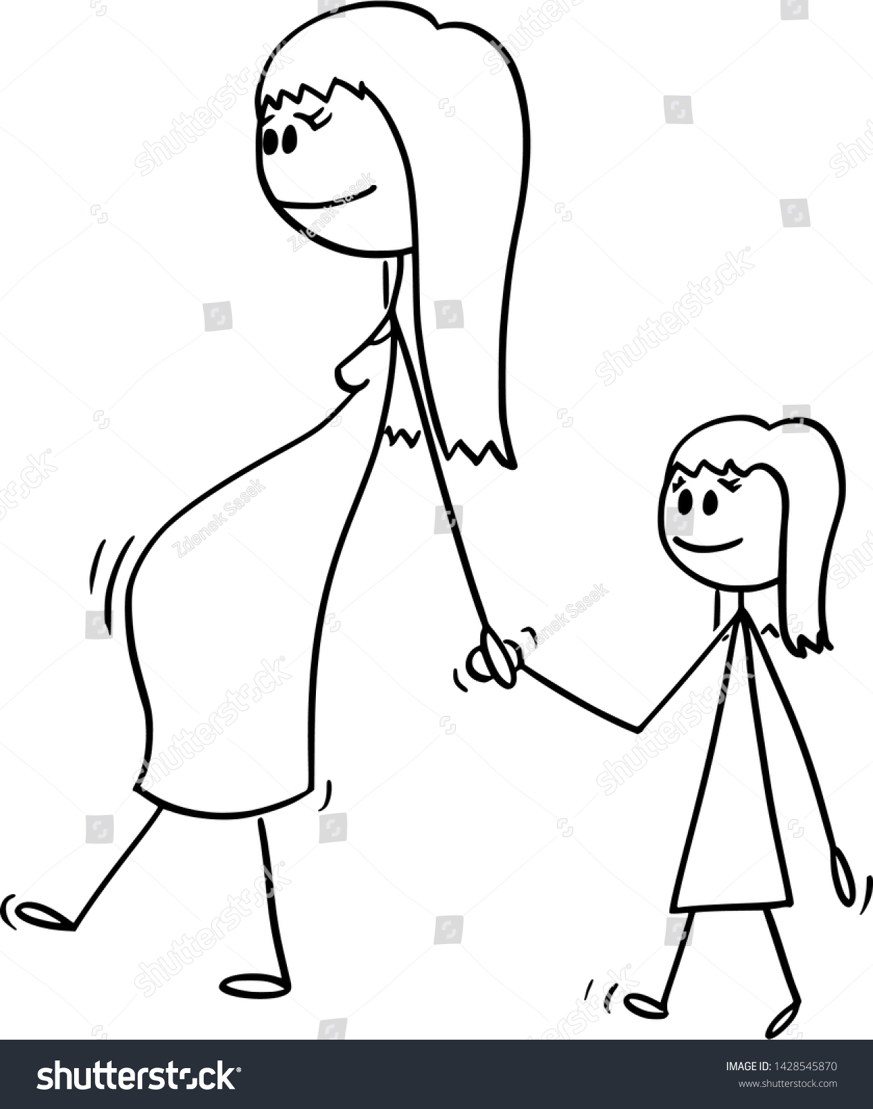 Vector Cartoon Stick Figure Drawing Conceptual เวกเตอร์สต็อก ปลอดค่า