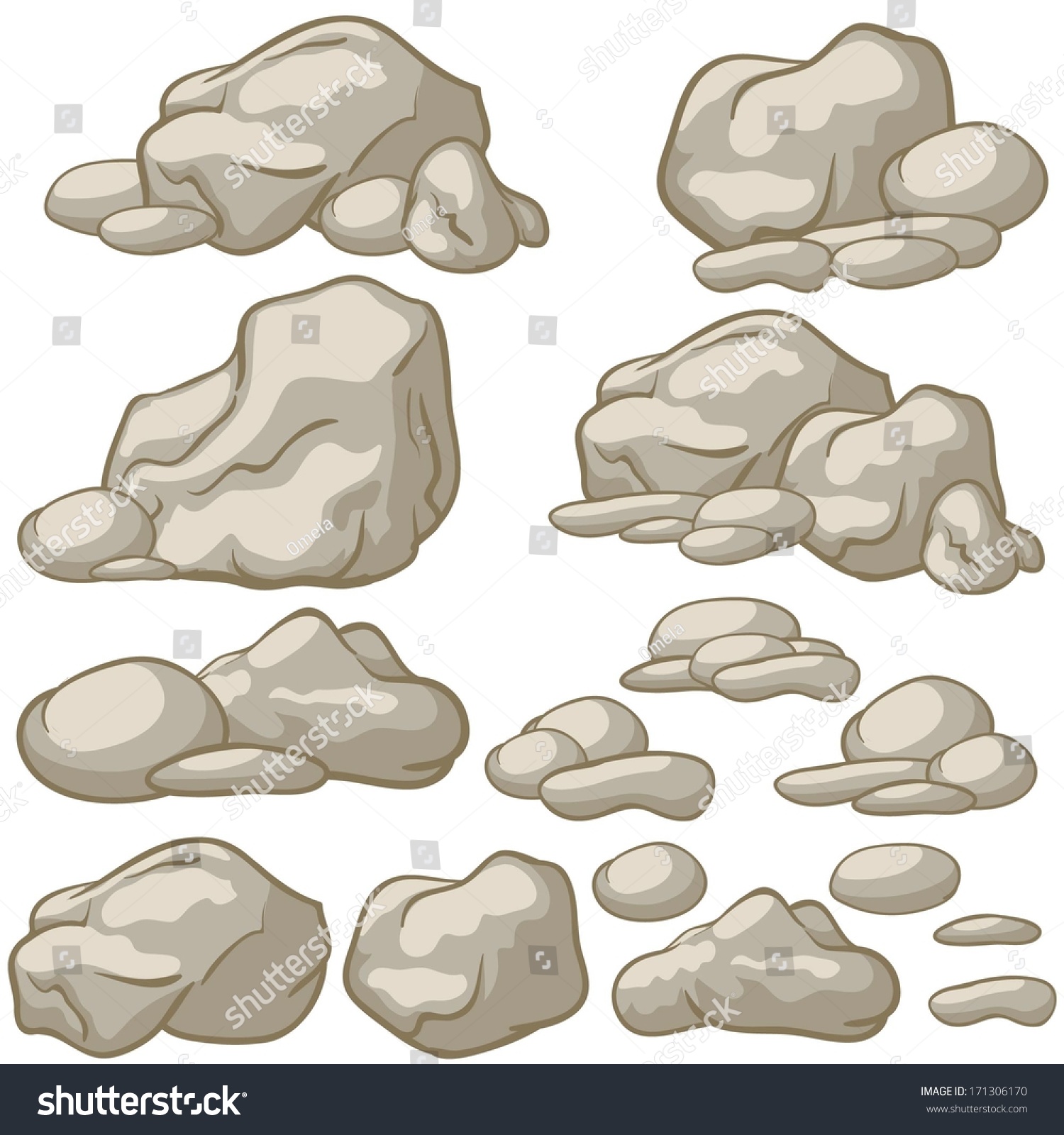 Vector Cartoon Stones Set: เวกเตอร์สต็อก (ปลอดค่าลิขสิทธิ์) 171306170