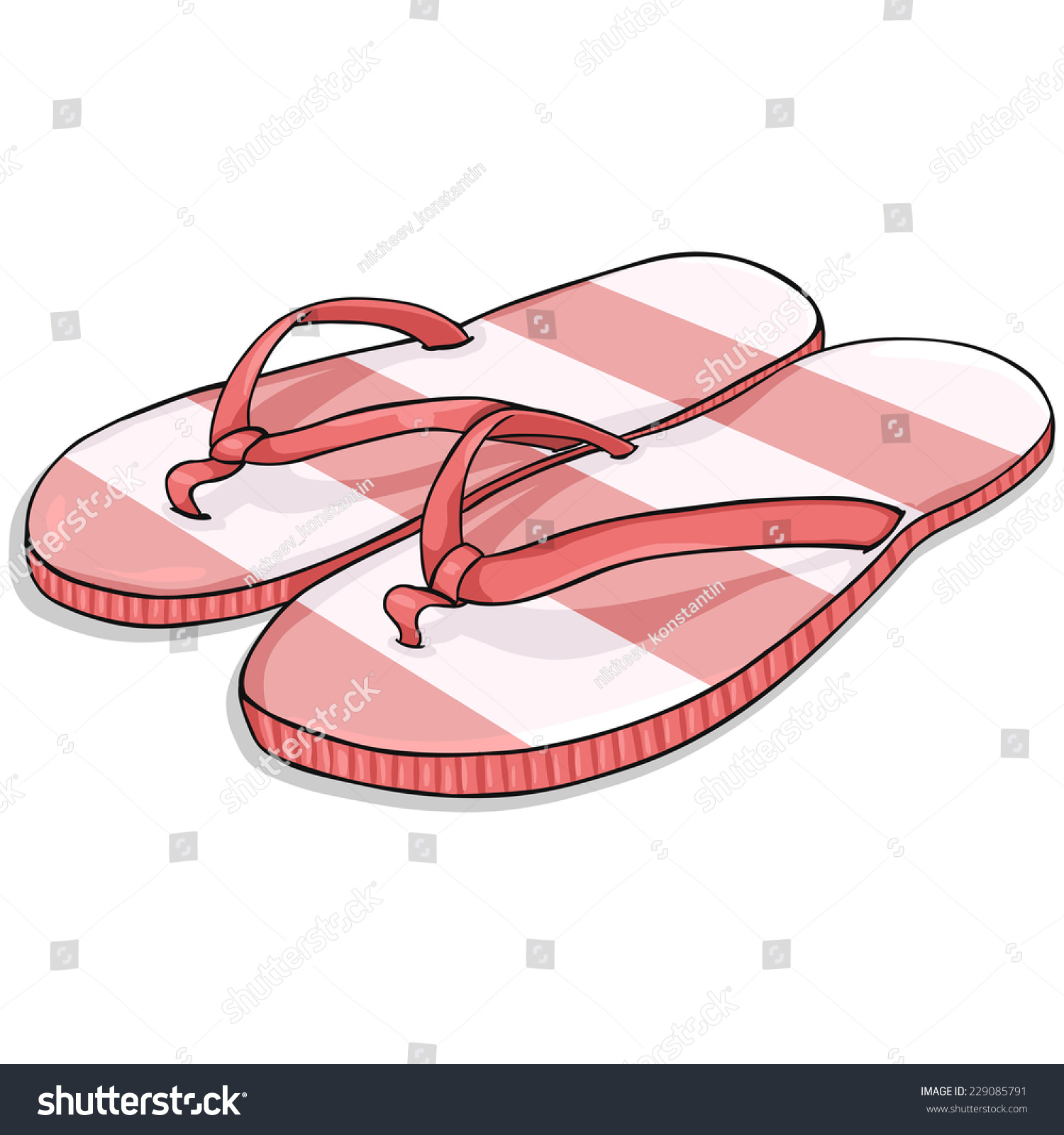 Vector Cartoon Stripped Red Beach Slippers Stock Vector (Royalty Free ...