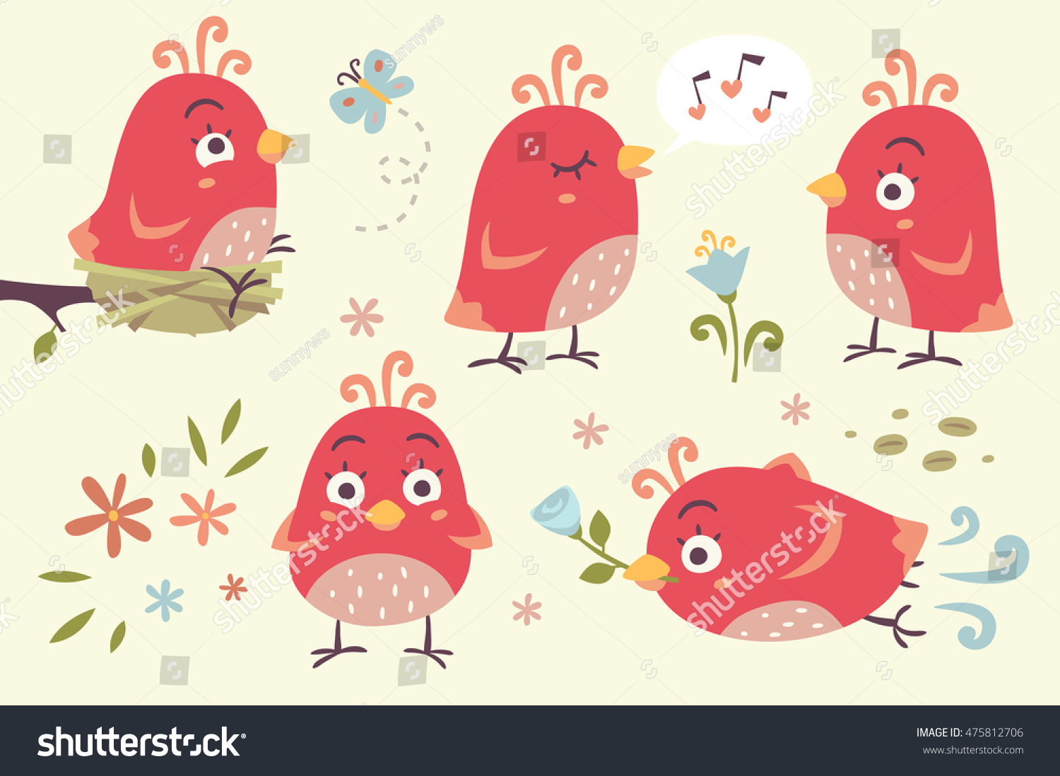 Vector Cartoon Style Birds Set 스톡 벡터(로열티 프리) 475812706 | Shutterstock