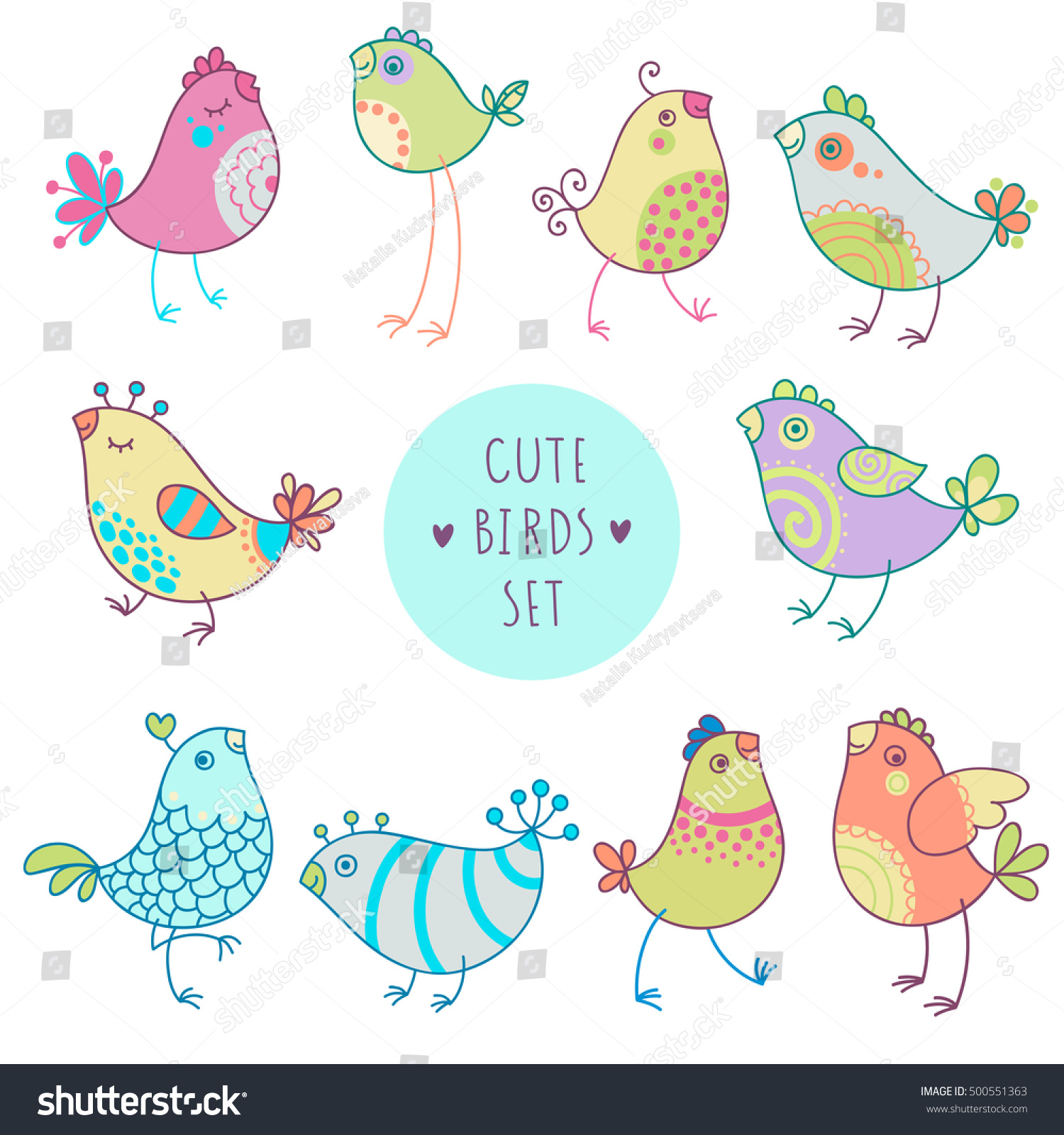 Vector Cartoon Style Birds Set Stock Vector (Royalty Free) 500551363 ...