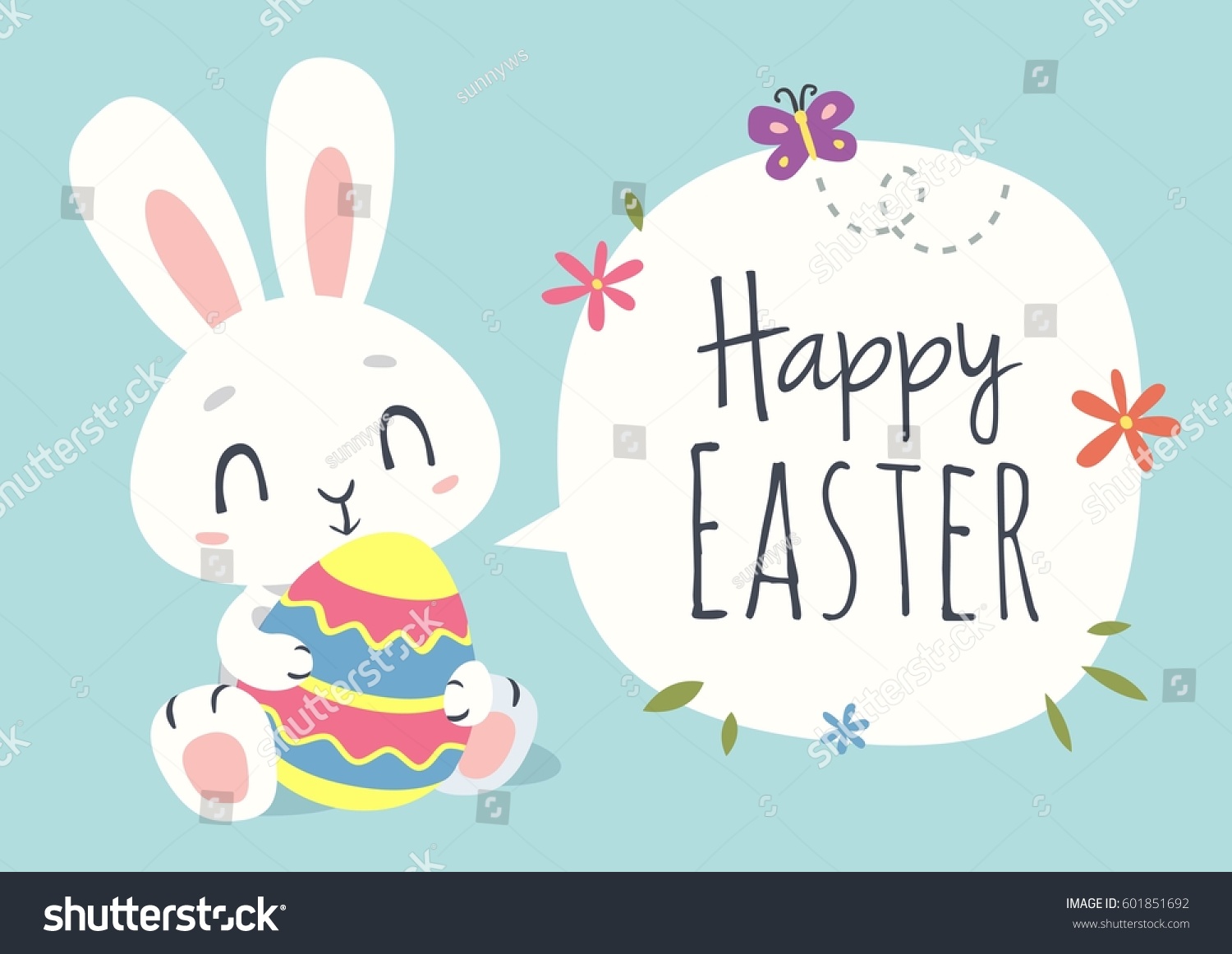 Vector Cartoon Style Easter Bunny Greeting Stock Vector (Royalty Free ...