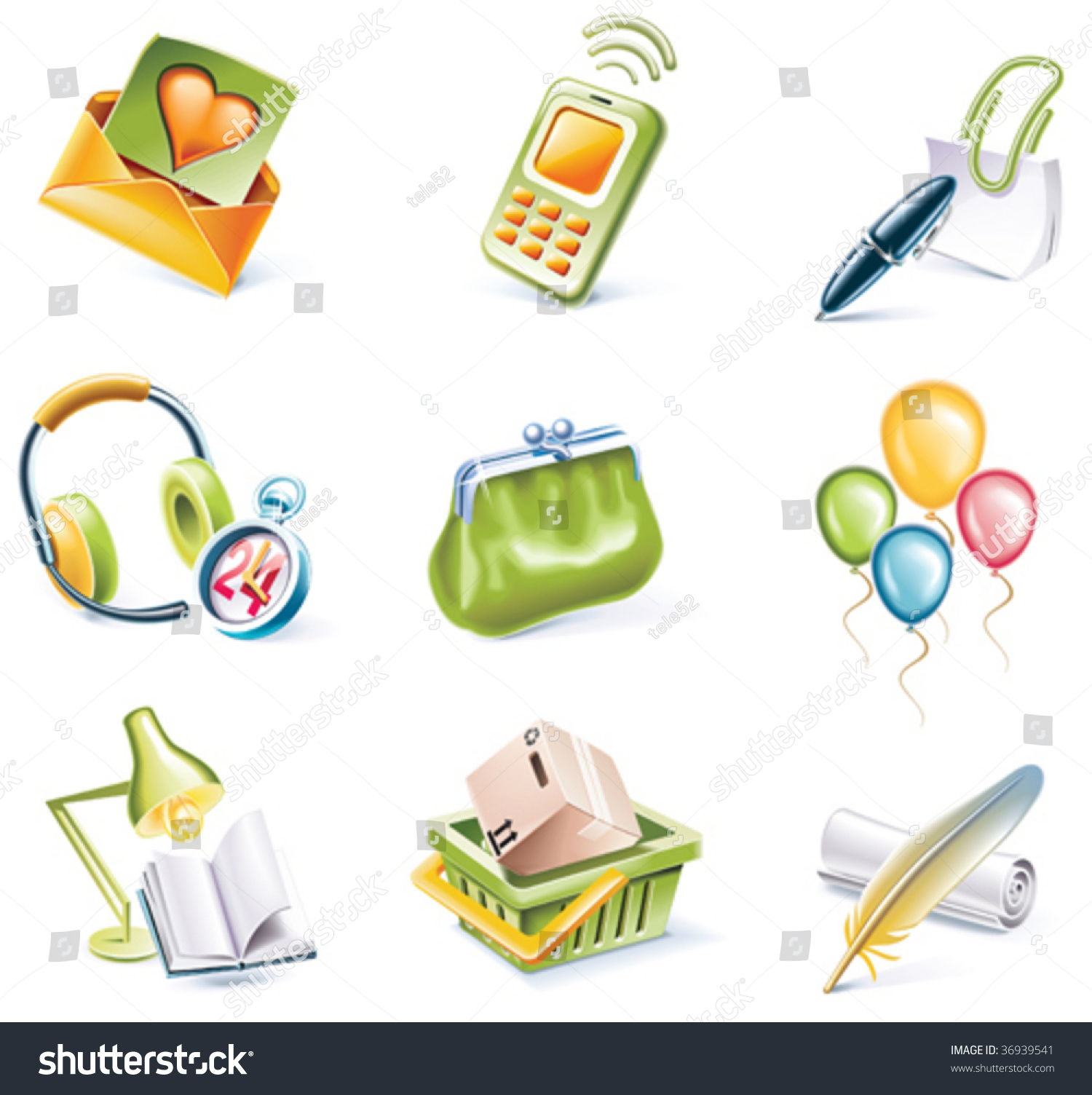 Vector Cartoon Style Icon Set Part Stock Vector (Royalty Free) 36939541 ...