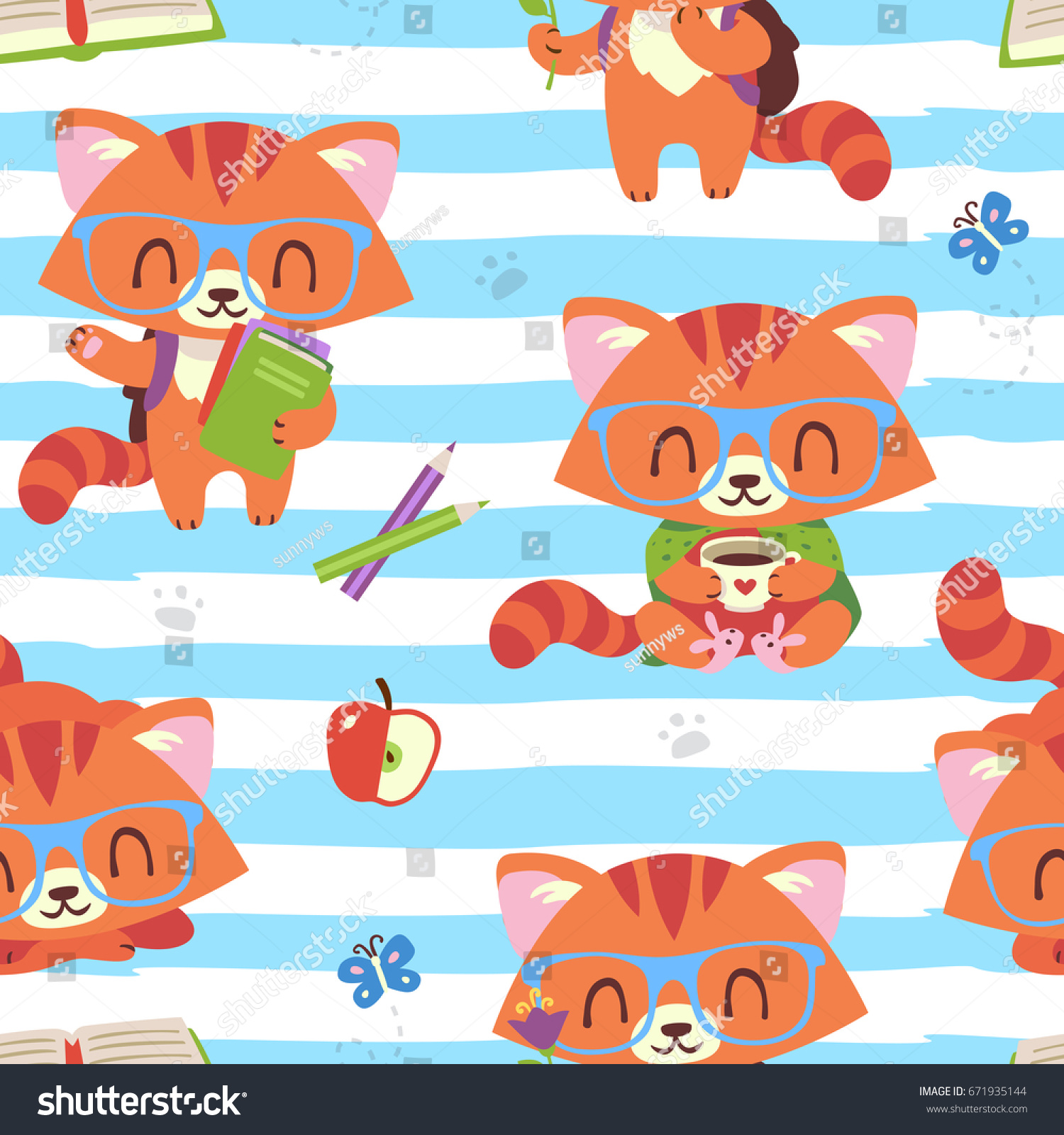Vector Cartoon Style Kawaii Nerd Cat Stock Vector (Royalty Free ...