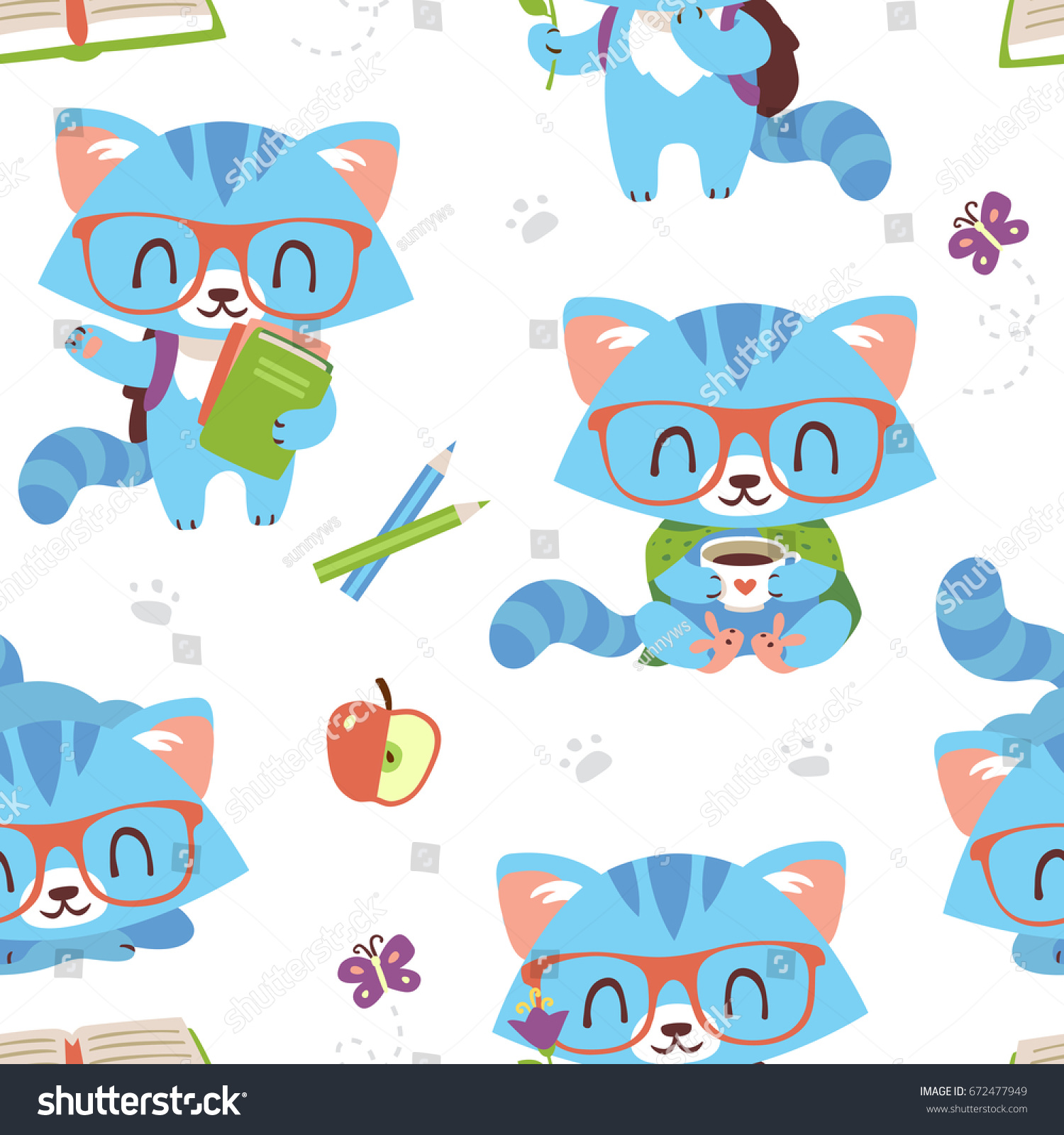 Vector Cartoon Style Kawaii Nerd Cat Stock Vector (Royalty Free ...