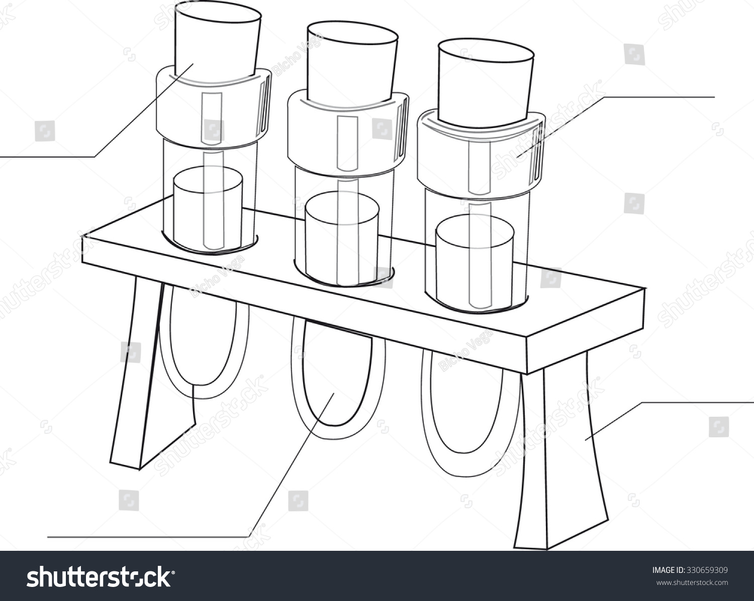 Vector Cartoon Test Tubes Rack Outline Stock Vector (Royalty Free ...