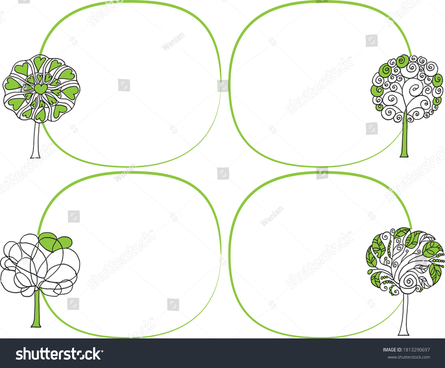 Vector Cartoon Tree Card Border Background Stock Vector (Royalty Free ...