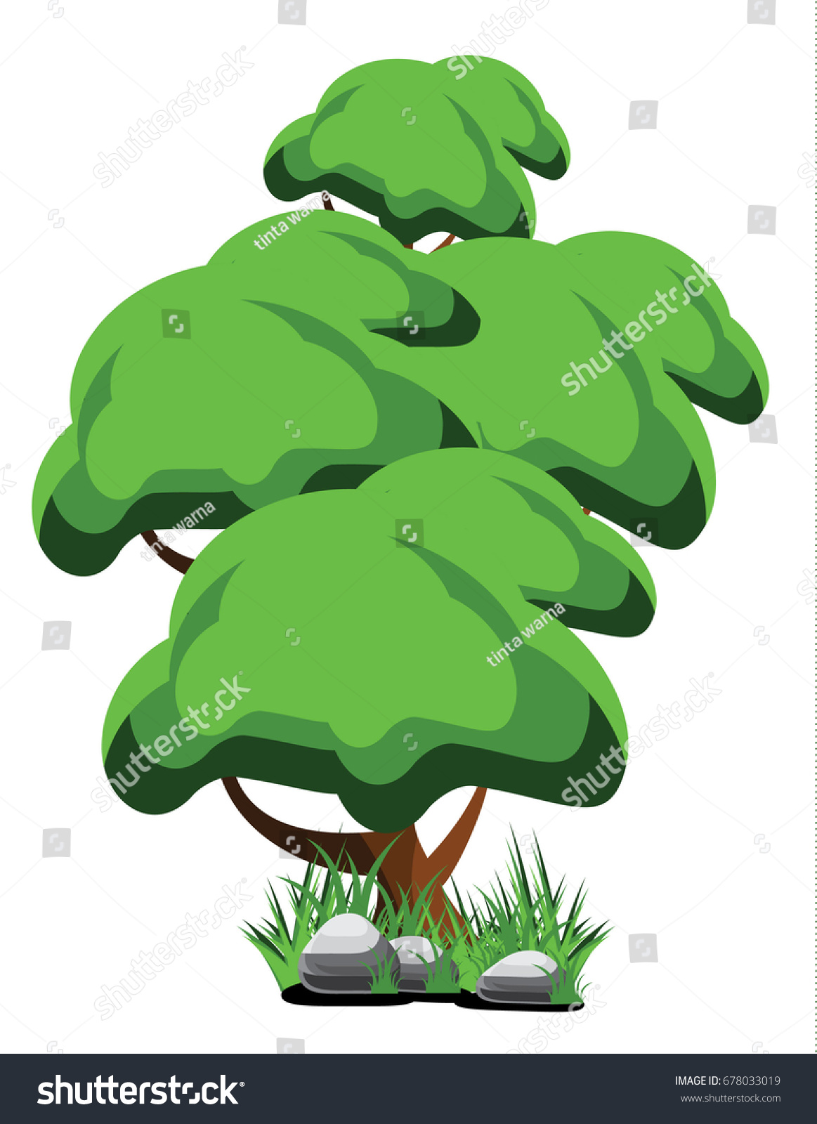 Vector Cartoon Trees Rocks Illustration Stock Vector (Royalty Free ...
