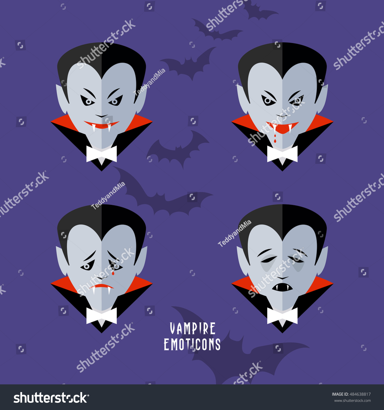 Vector Cartoon Vampire Emoticons Set Stock Vector (Royalty Free ...