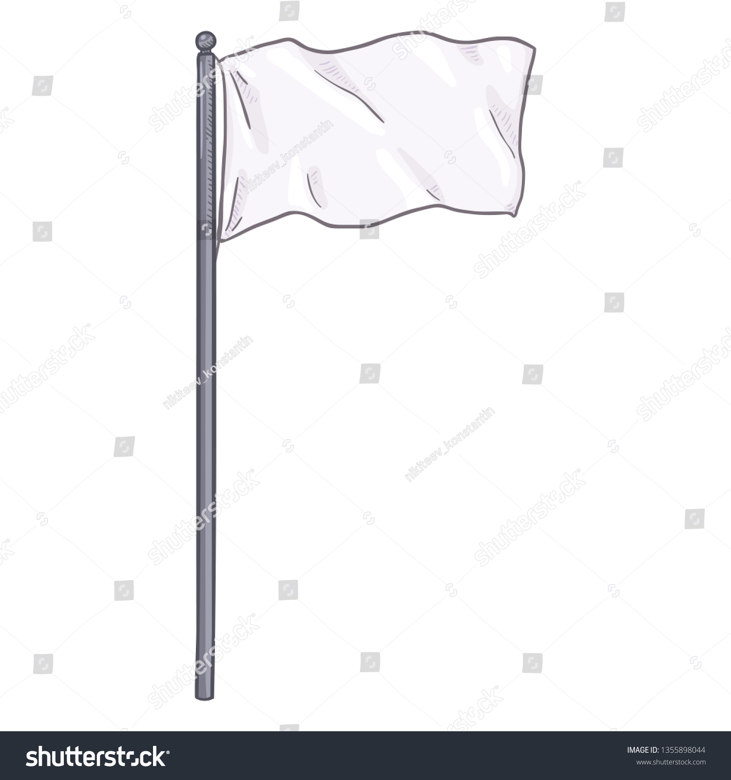 Vector Cartoon Waving White Flag Stock Vector (Royalty Free) 1355898044 ...