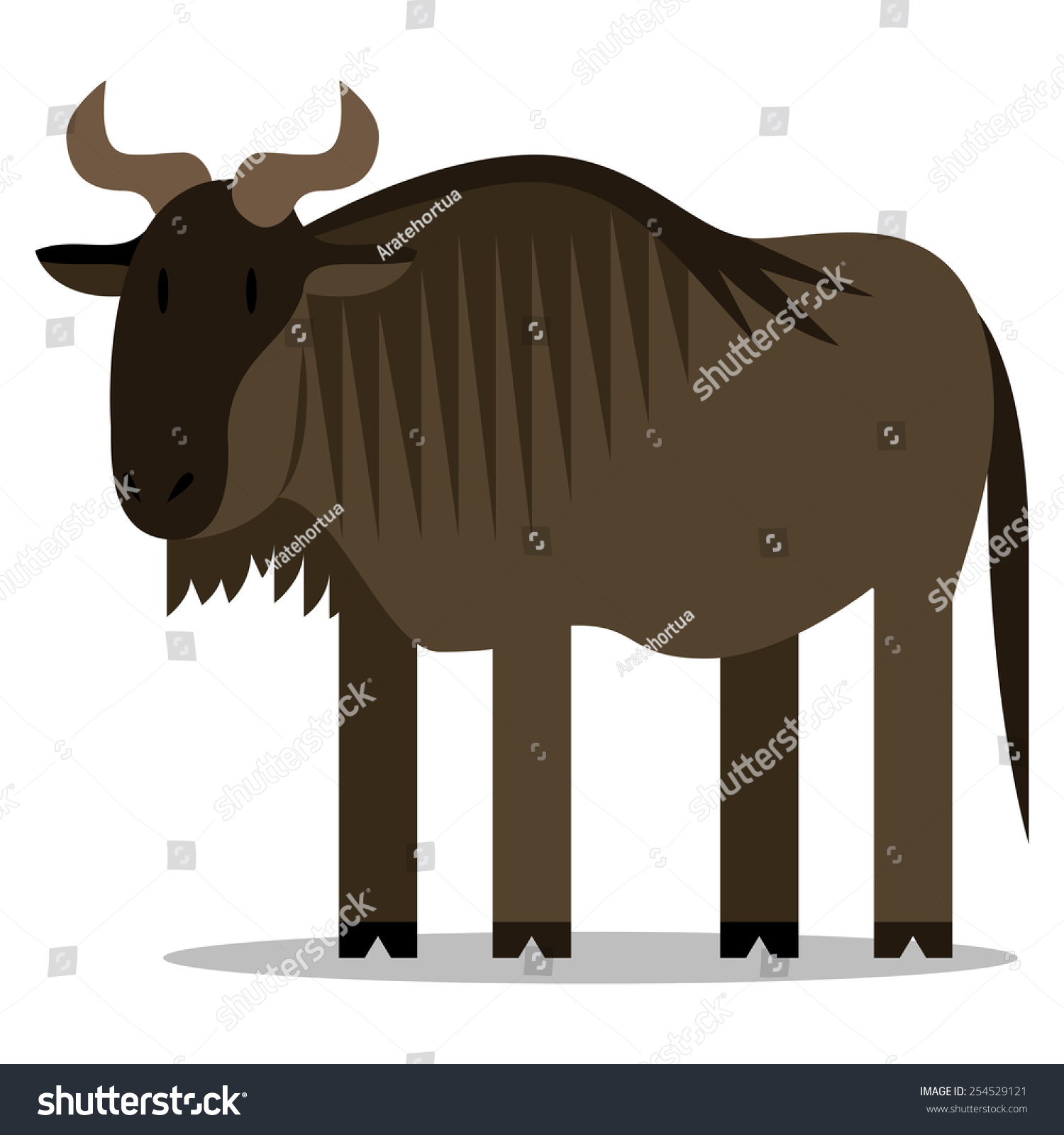 Vector Cartoon Wildebeest Isolated On Blank Stock Vector (Royalty Free ...
