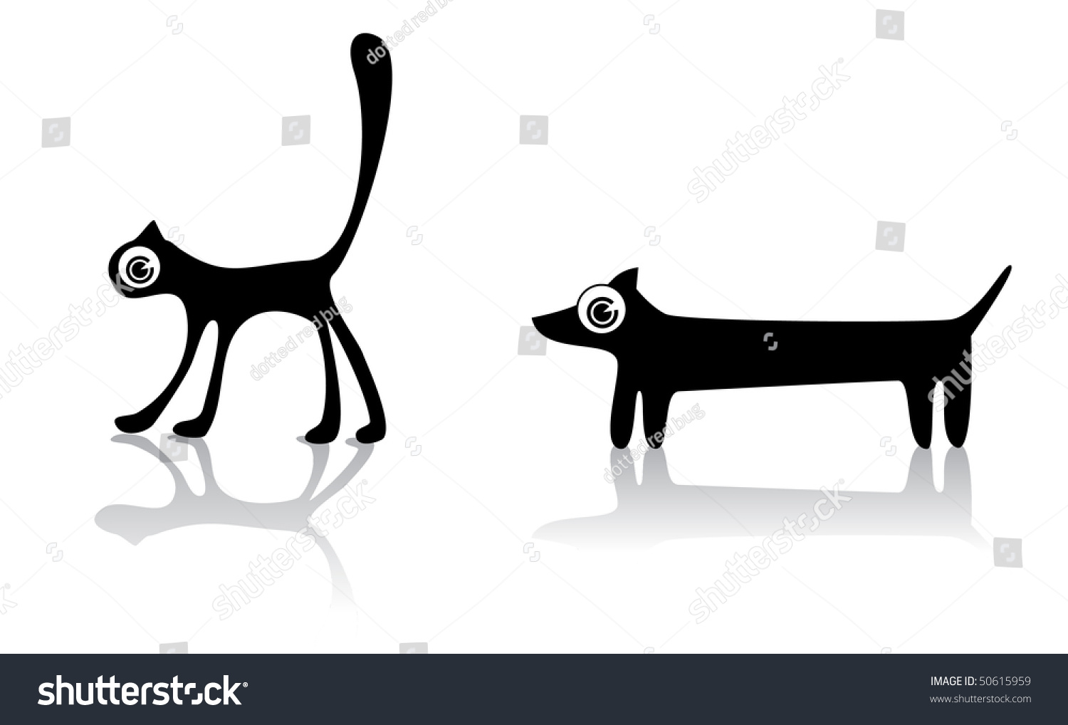 Vector Cat Dog Shadow Stock Vector (Royalty Free) 50615959