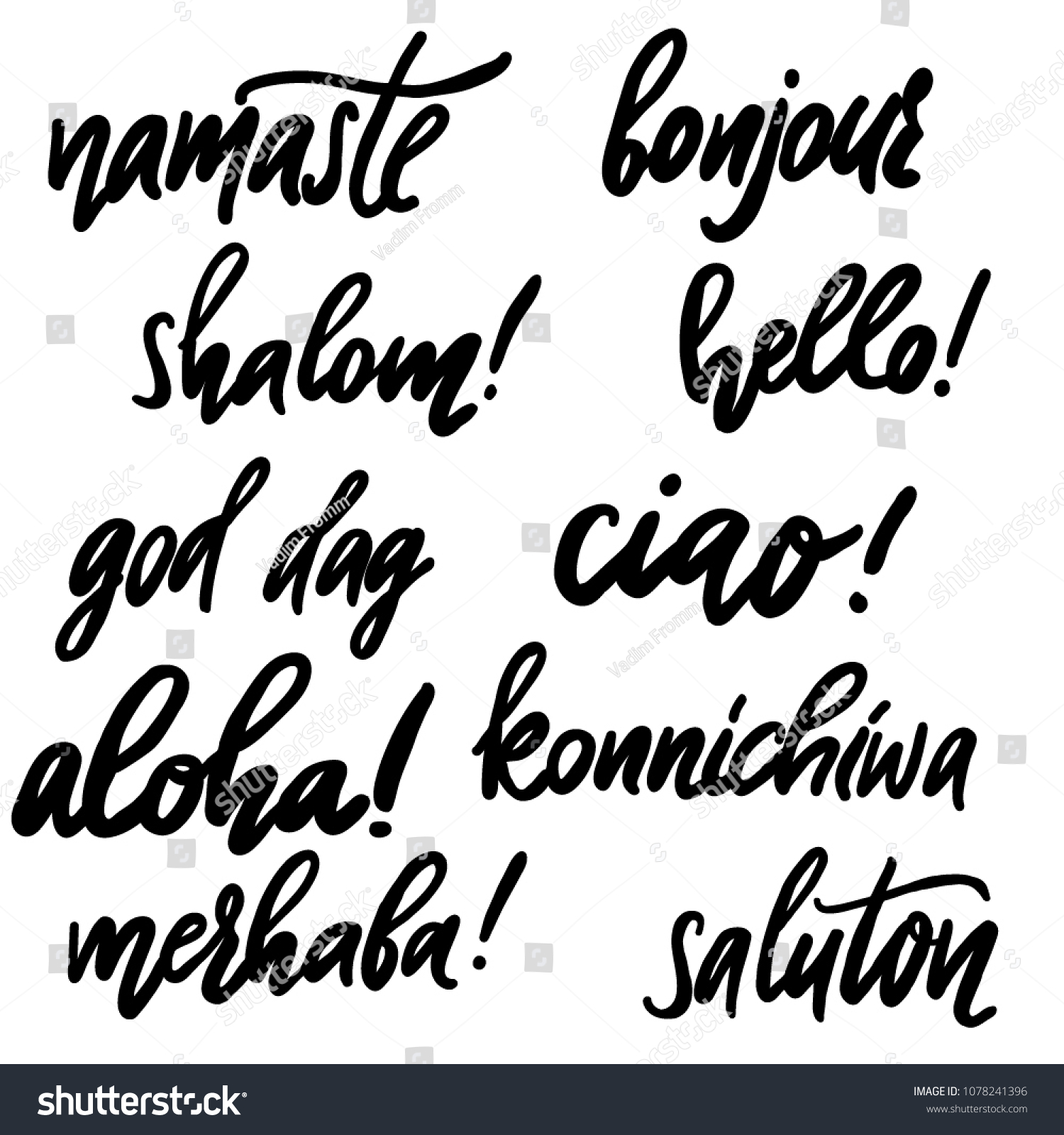 Vector Challigraphy Greetings Ten Different Languages Stock Vector ...