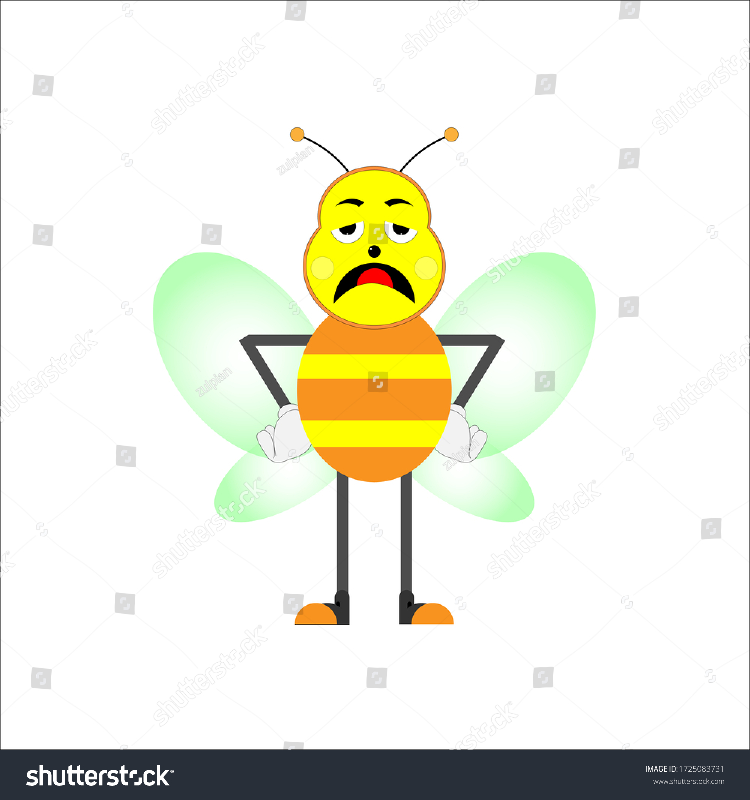 Vector Character Bees Sad Expression Stock Vector (Royalty Free) 1725083731