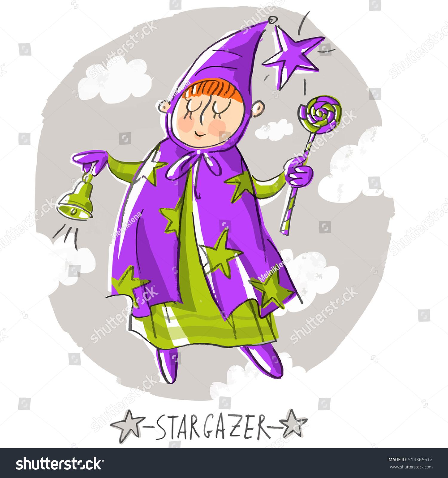 Vector Character Illustration Stargazer Stock Vector (Royalty Free ...