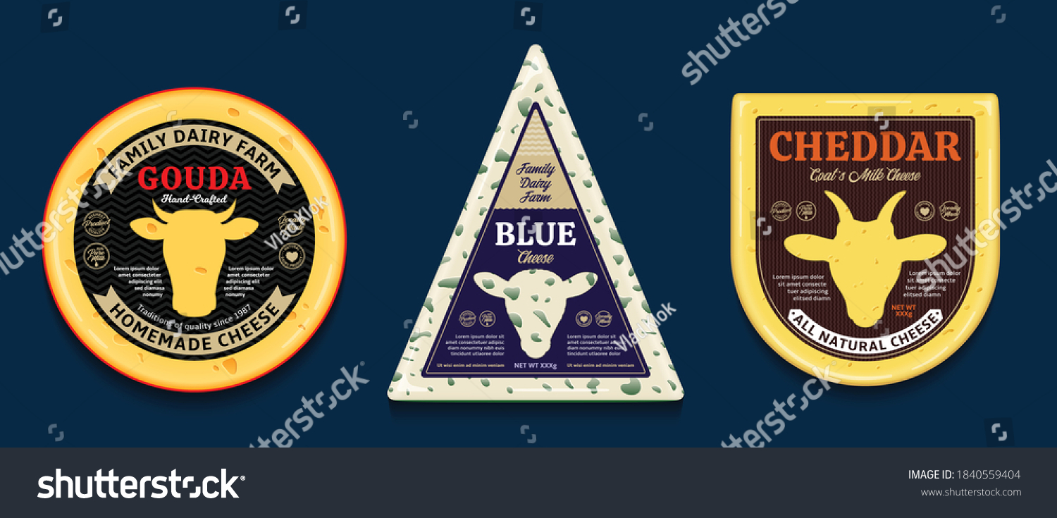 Vector Cheese Labels Packaging Design Elements Stock Vector (Royalty ...