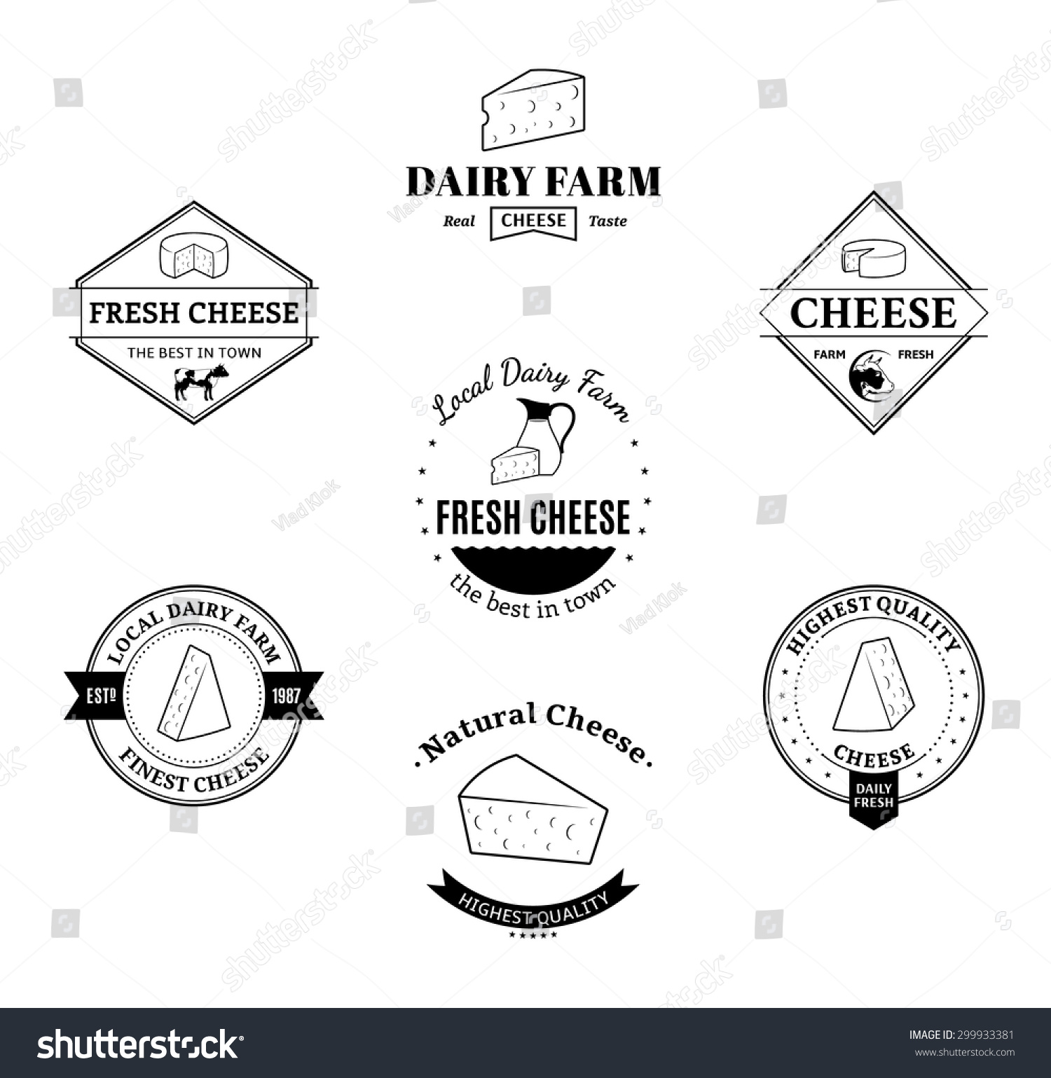 Vector Cheese Logo Label Icons Stock Vector (Royalty Free) 299933381 ...